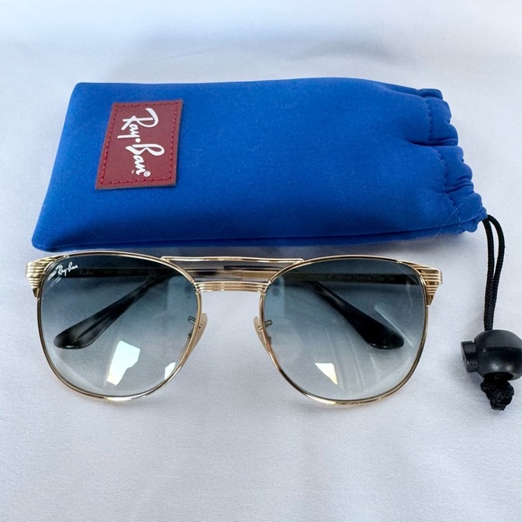RB-Sunglasses-Hong Signet Sunglasses gold frame and blue gradient ...