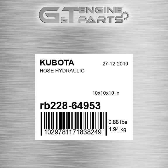 RB228-64953 HOSE HYDRAULIC fits KUBOTA (New OEM) - Walmart.com