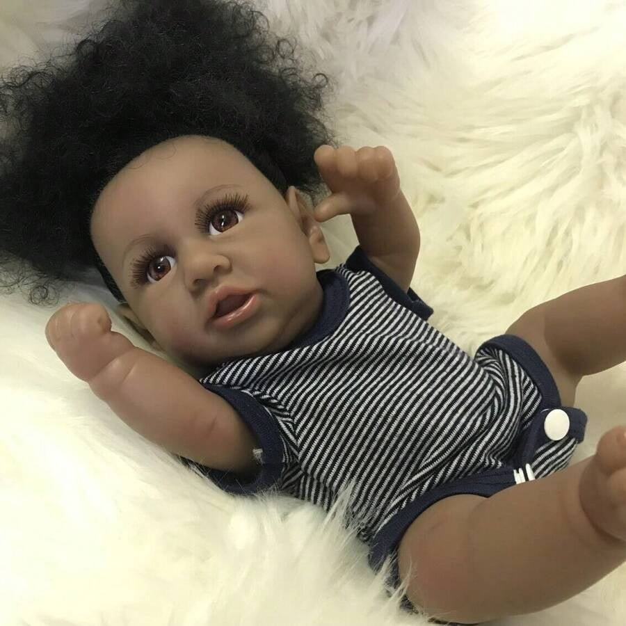 RBB 12 Inch High Quality Reborn Baby Doll African American Vinyl 3D ...