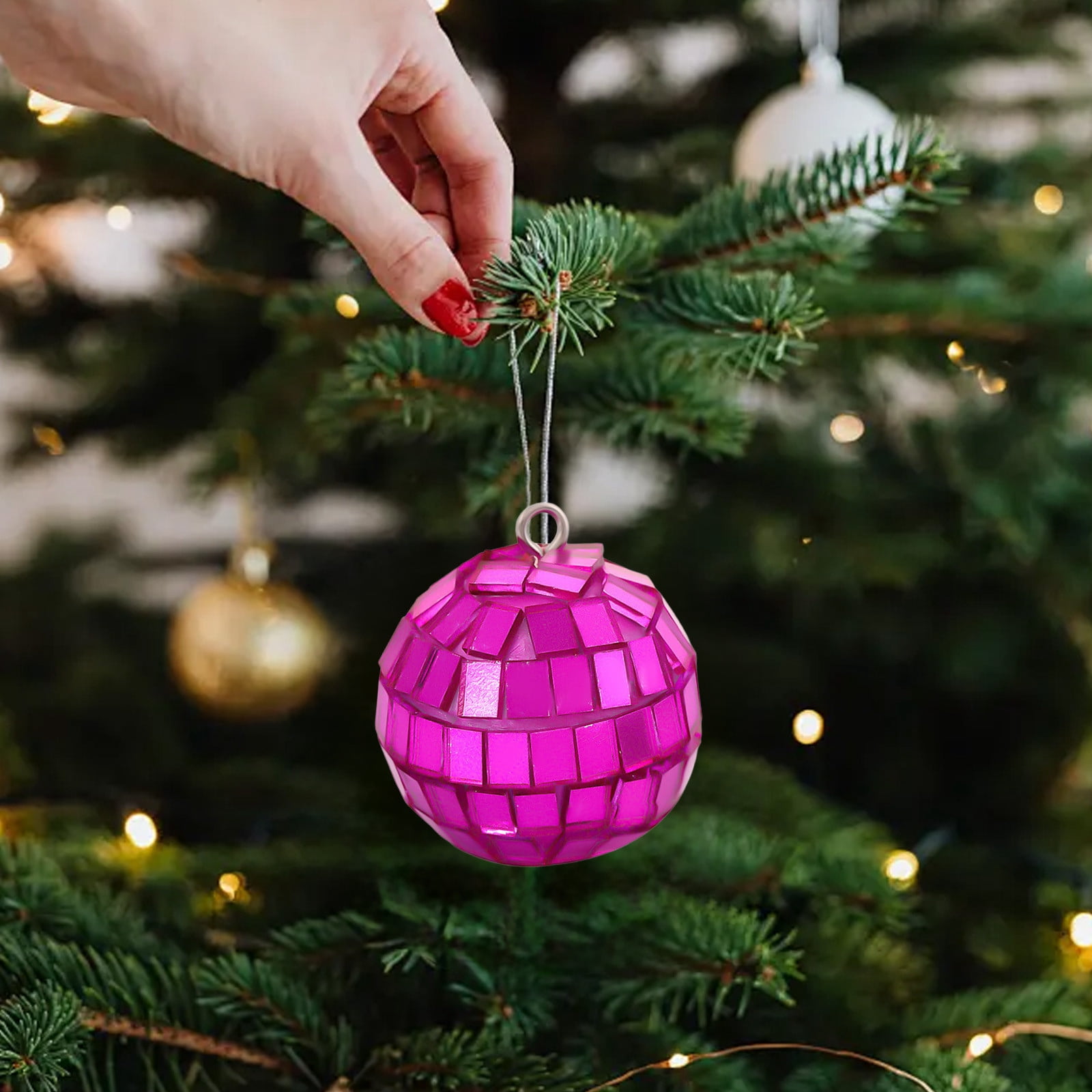 RBCKVXZ 1.97"/50mm Small Hot Pink Mirror Ball, Hanging Disco Ball ...