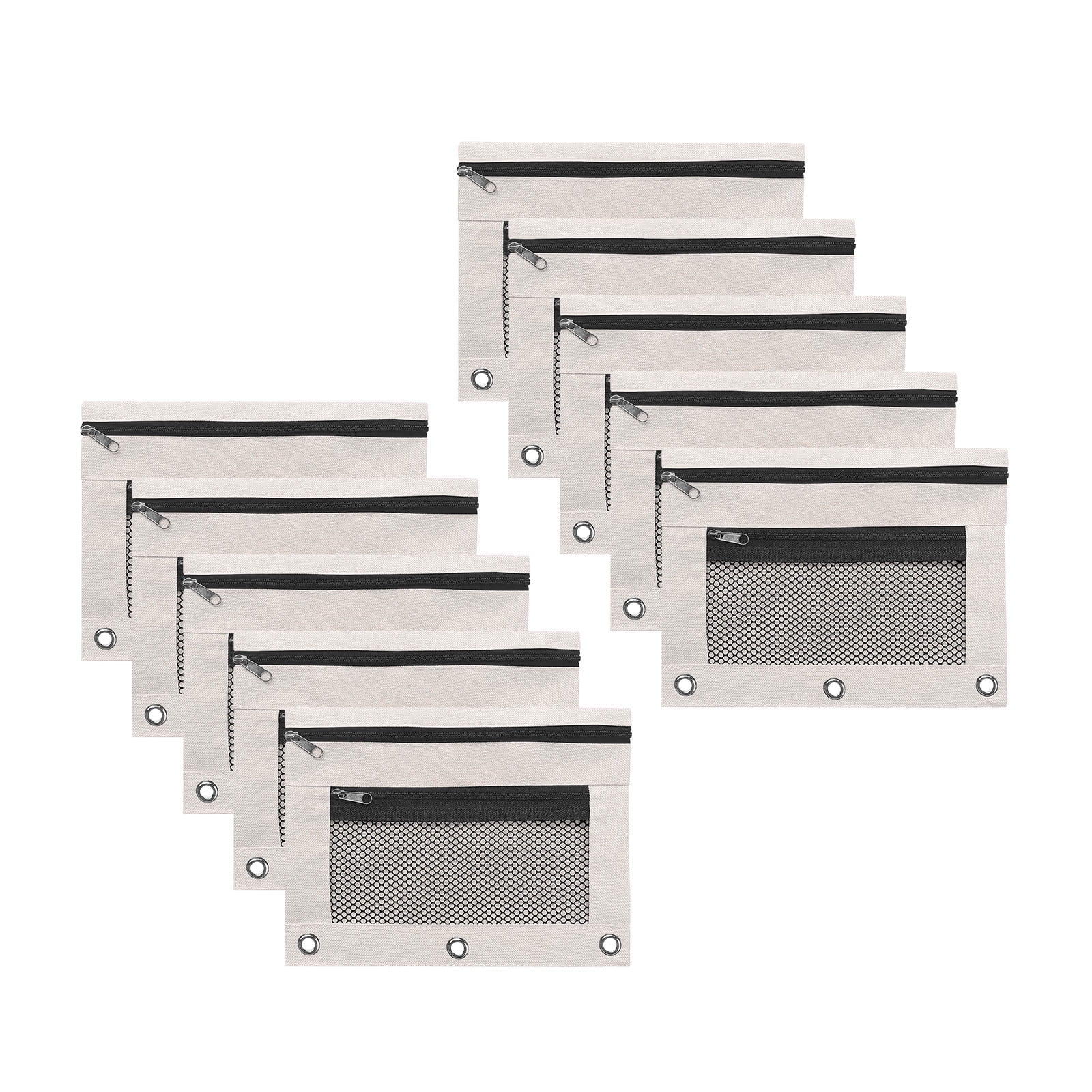 RBCKVXZ 10-Packs Zippered Binder Fabric Pencil Pouch 3 Rings with Cloth ...