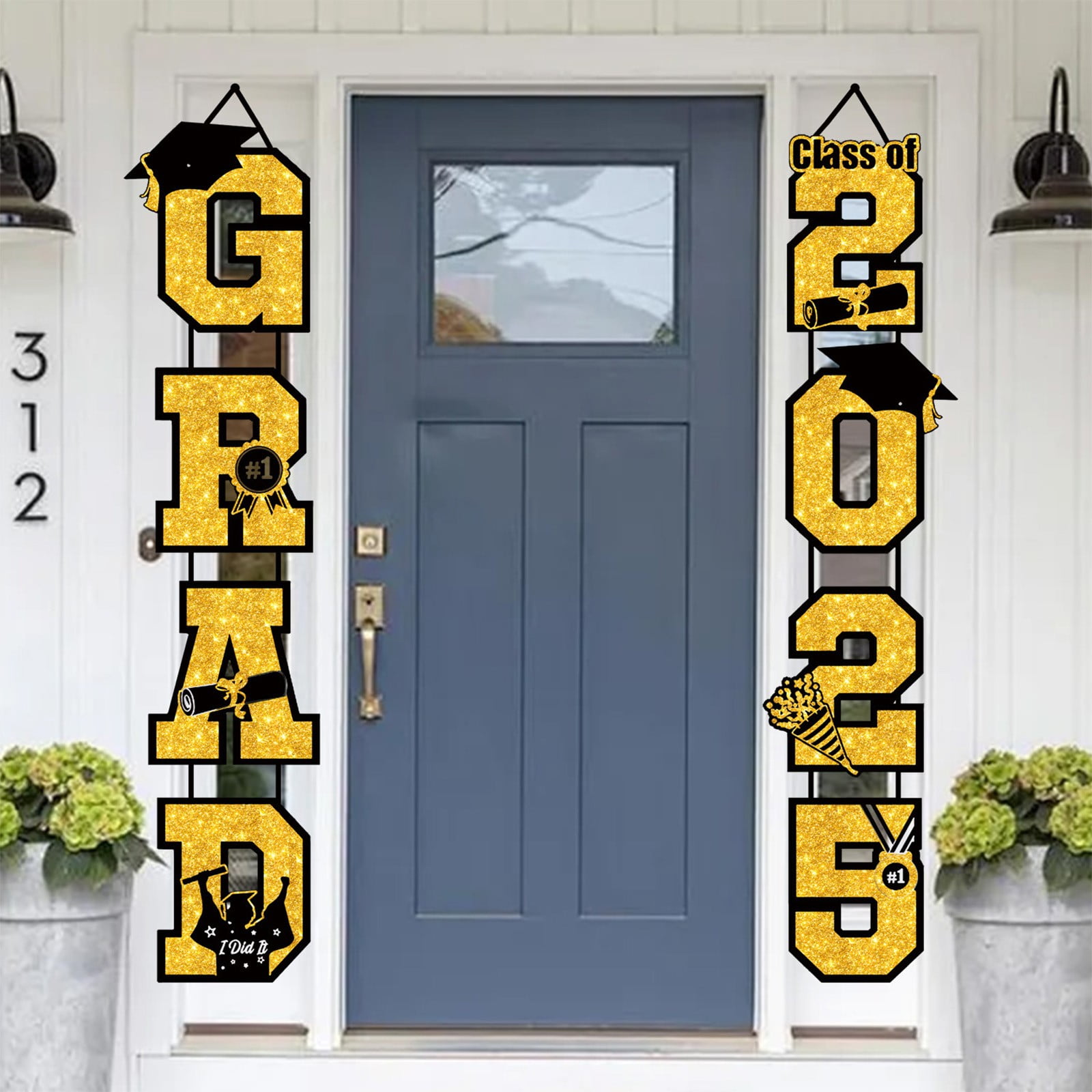 RBCKVXZ 2025 Graduation Banner Class of 2025 Congrats Grad Porch Sign ...