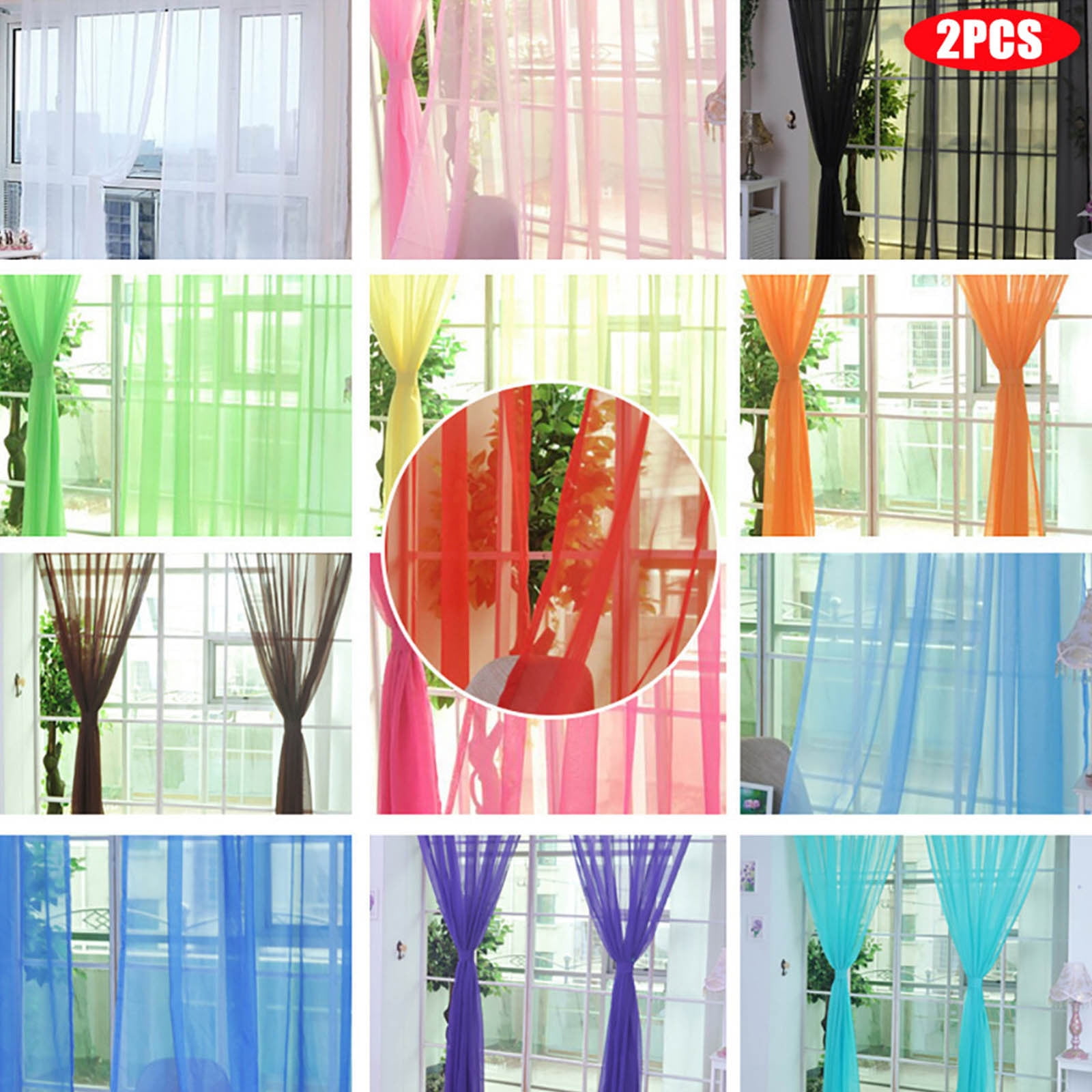 RBCKVXZ Black Sheer Curtains 79 inches Long - Rod Pocket Voile Sheer ...