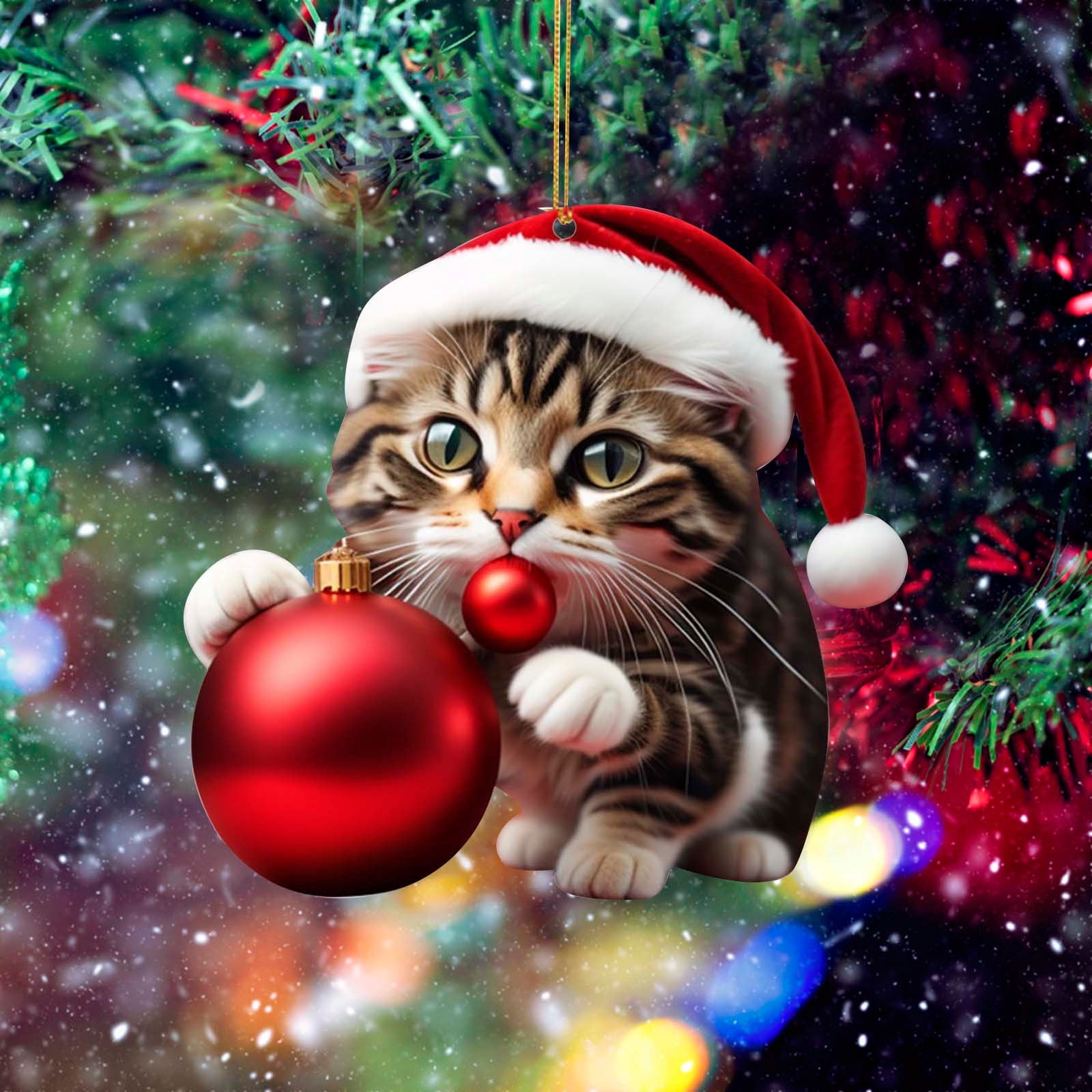RBCKVXZ Christmas Tree Cats Pendant, 2D Acrylic Hanging Decoration ...
