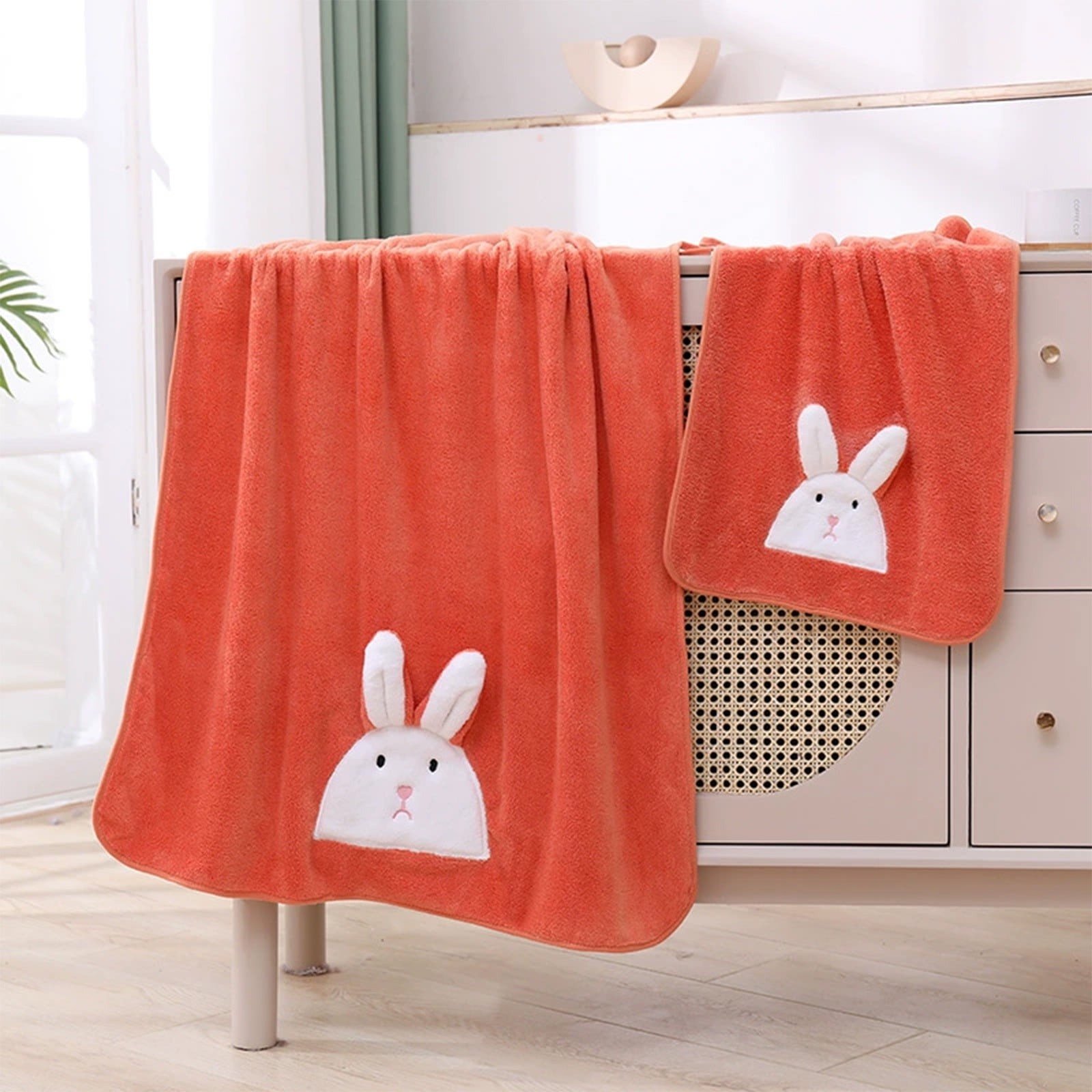 RBCKVXZ Easter Bunny Corals Velvet Bath Towel & Face Towel Set for Kids ...