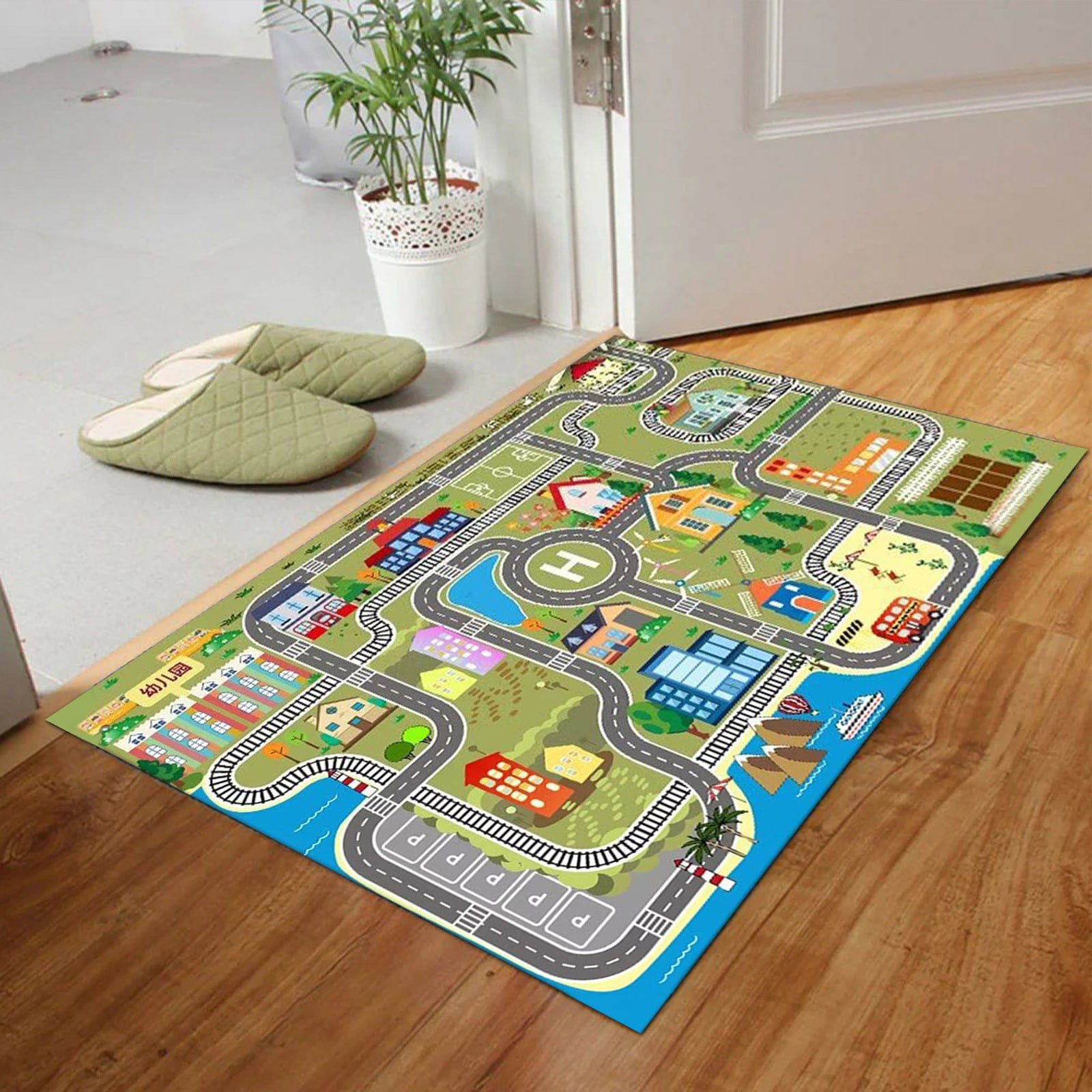 RBCKVXZ Large Kids Carpet Playmat Rug, 15.7x23.6 Inch City Life Play ...