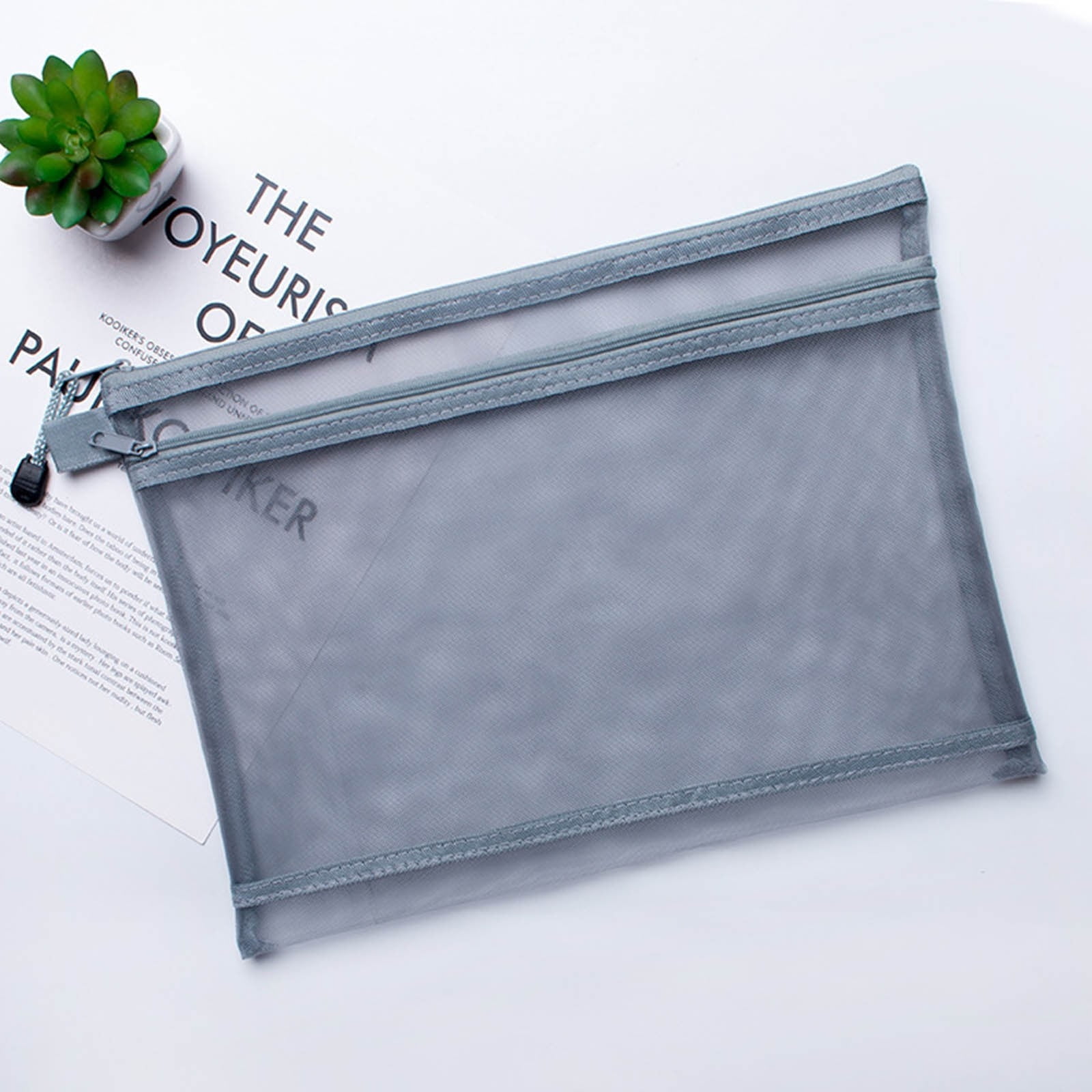 RBCKVXZ Mesh Zipper Pouch - 9"x7" Transparent Double-layer Nylon File ...