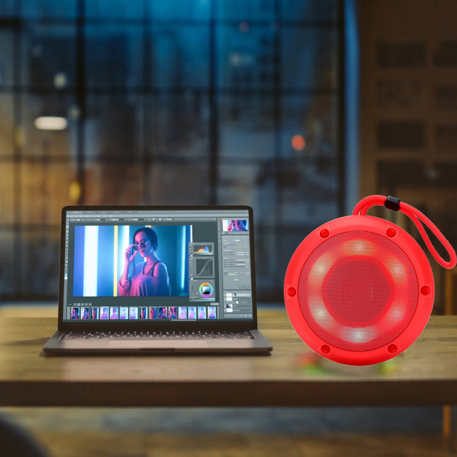 RBCKVXZ Portable Bluetooth Speaker, 5W Bass+ Bluetooth Speaker with Suction Cup Hook Lanyard RGB ...