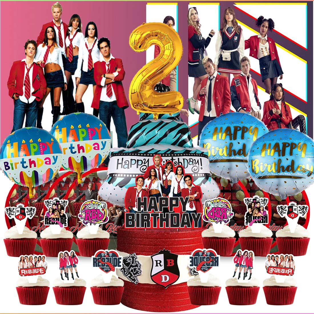 RBD Rebelde 2nd Tableware Balloons Cake Toppers Backdrop Banner ...