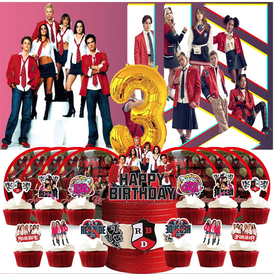 RBD Rebelde Balloons Party Supplies 3rd Decor Tableware Birthday Cake ...