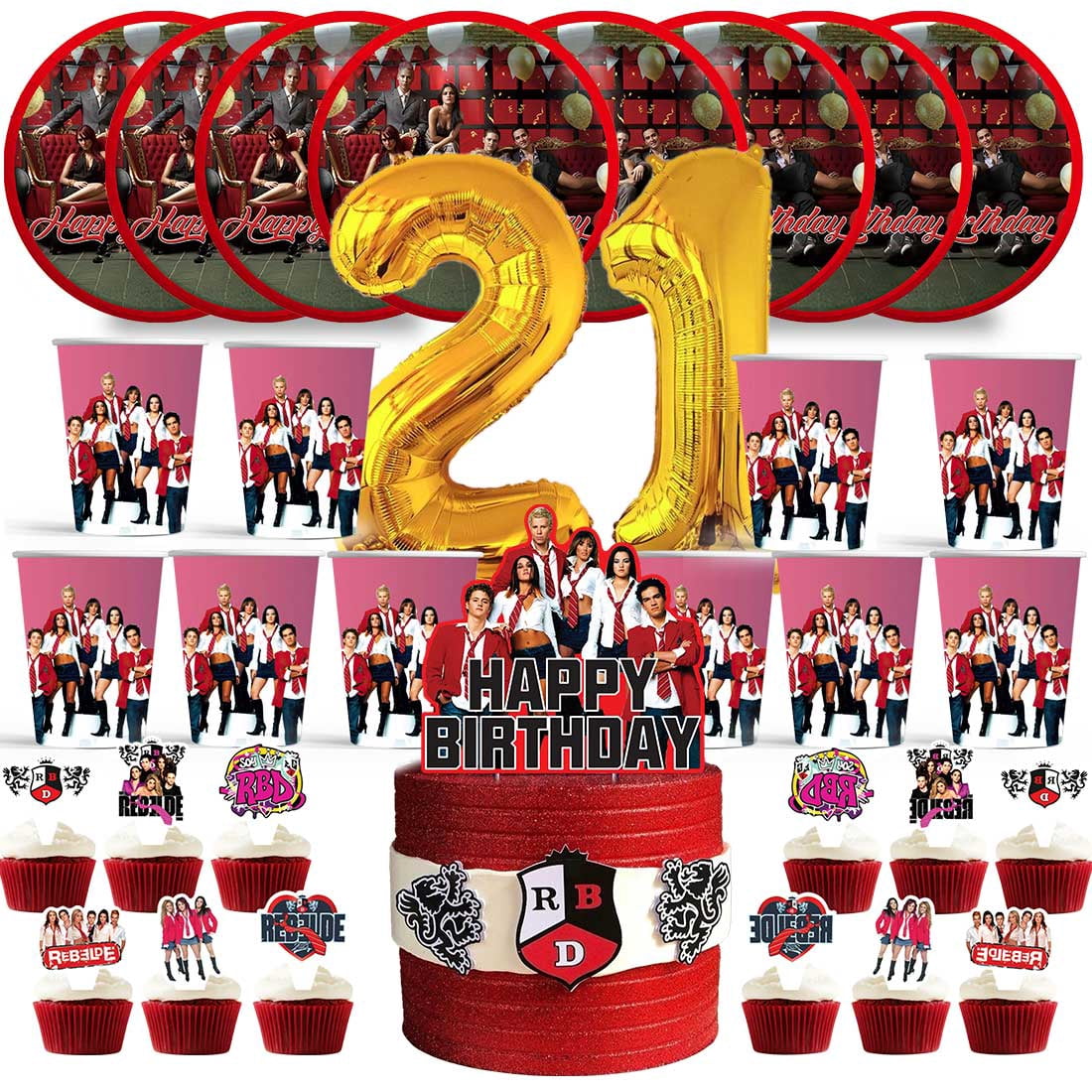 RBD Rebelde Birthday 21th Cups Party Supplies Plates Fans Decorations ...