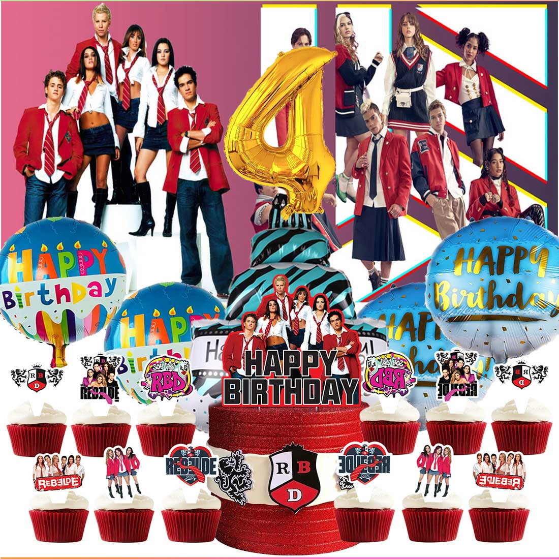 RBD Rebelde Party Supplies Decor 4th Kit Balloons Birthday Cake Topper ...