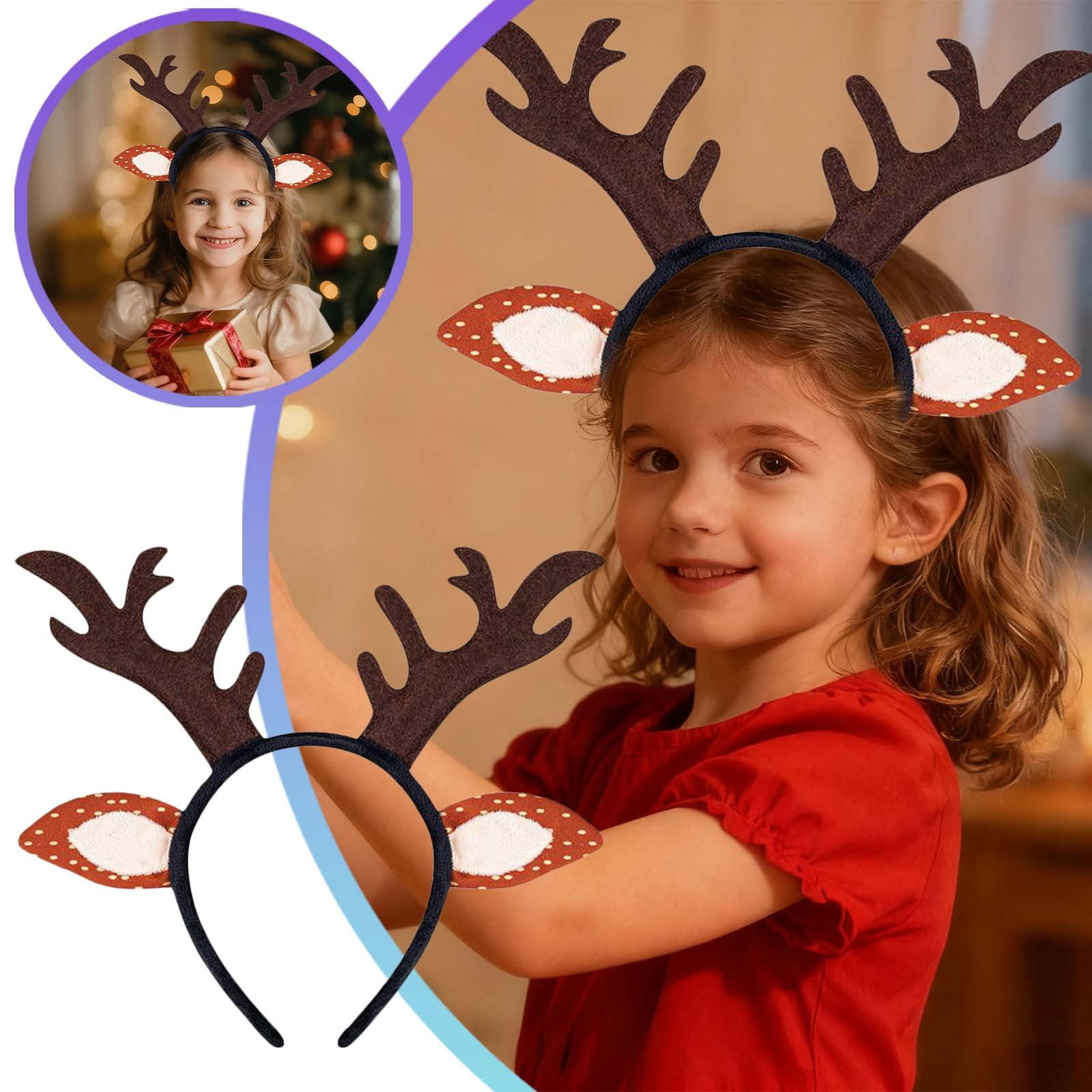RBEK A Small Dotted Reindeer Ear Headband To Accompany You Through ...