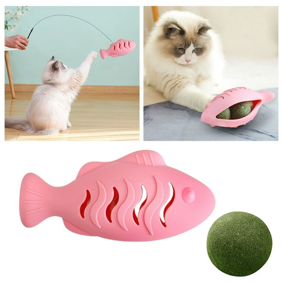 RBEK Interactive Cat Toothbrush Teething Dispensing Toy Fish Shaped ...