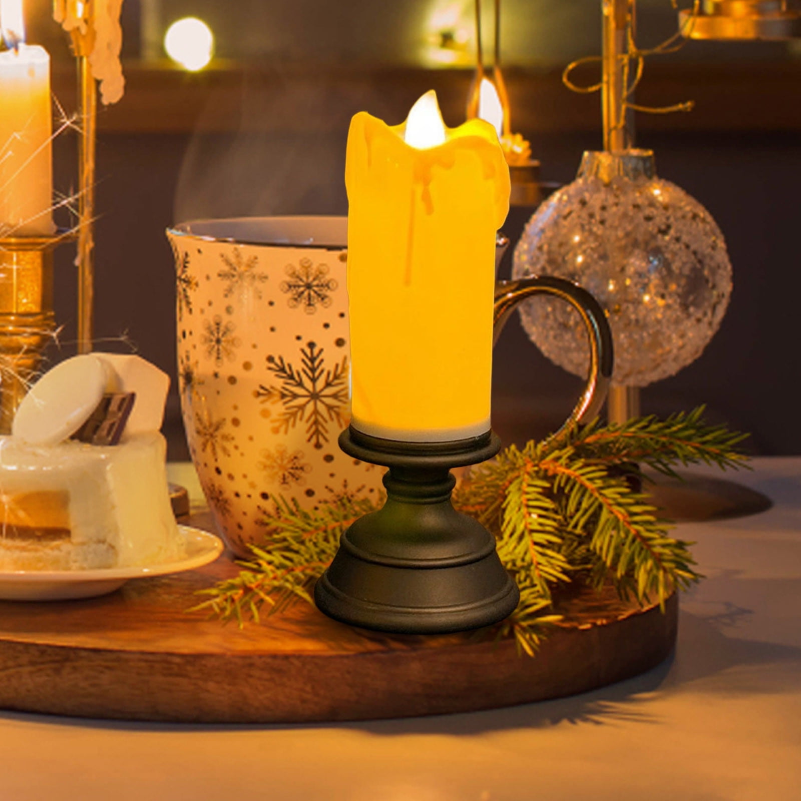RBEK LED Flameless Candle Night Light With Realistic Wax Dripping ...