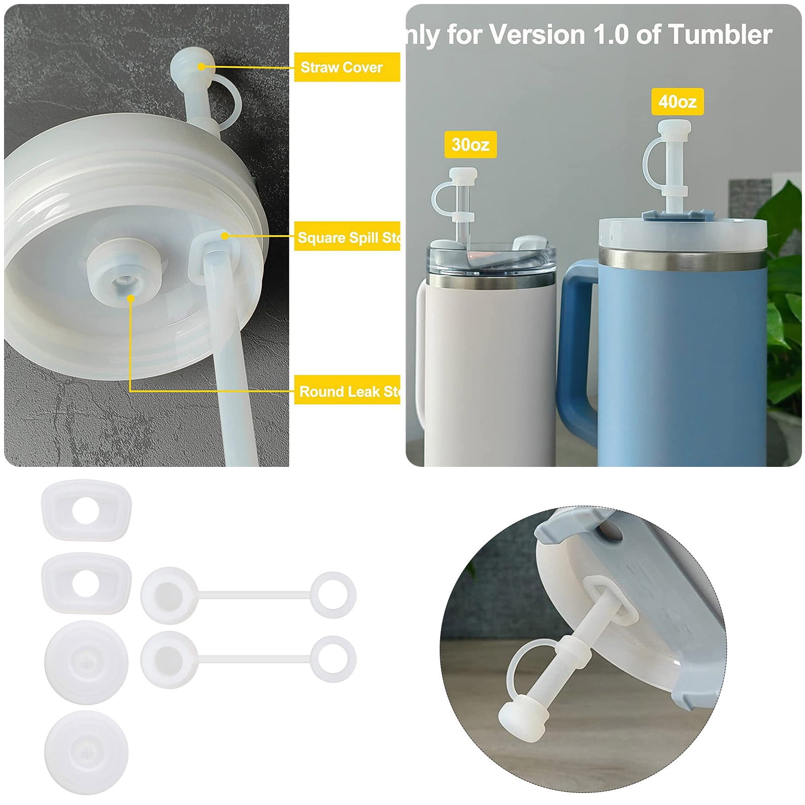 RBEK Silicone Straw Stopper Straw Cap Cup Cap Silicone Leak Stopper ...