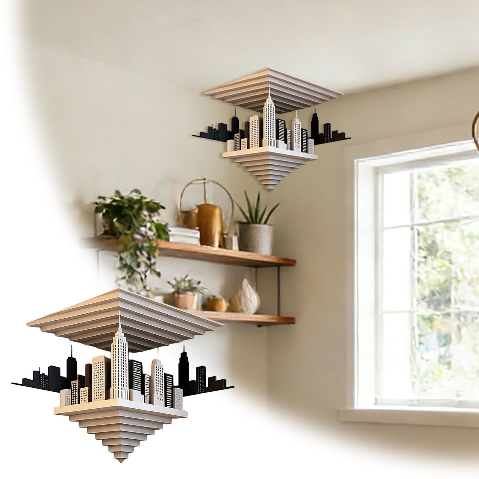 RBER 3D Optical Wall Art Corner Wall Decal Sticker Peel And Stick ...