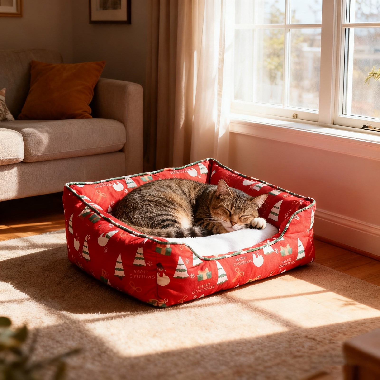 RBER Christmas Decorations Dog Beds For Small Dogs Rectangle Calming ...