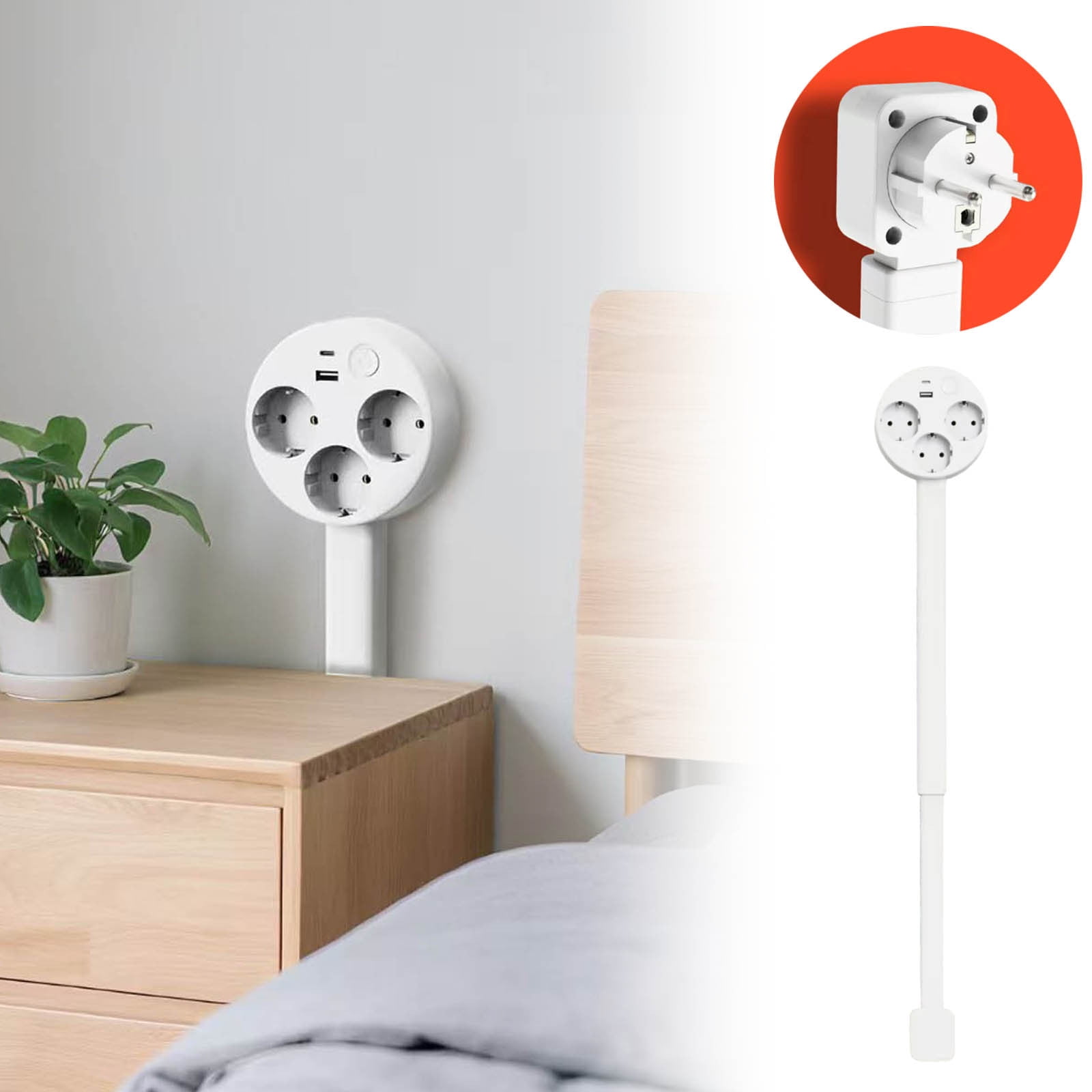 RBER Electrical Extender Power Socket Expander Features USB A USB C And ...