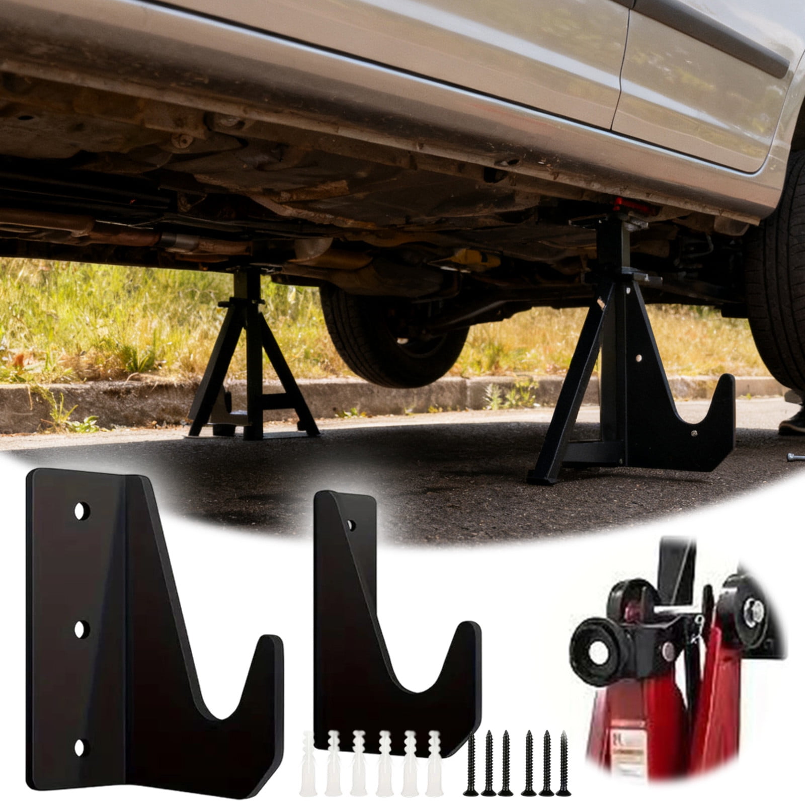 RBER Heavy Duty Floor Jack Wall Mount Hooks 2 Pack Garage Storage ...