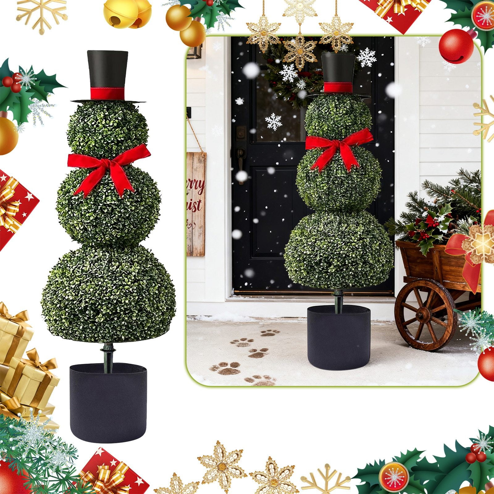 RBER Holiday Snowman Centerpiece With Basin Perfect For Tabletop ...