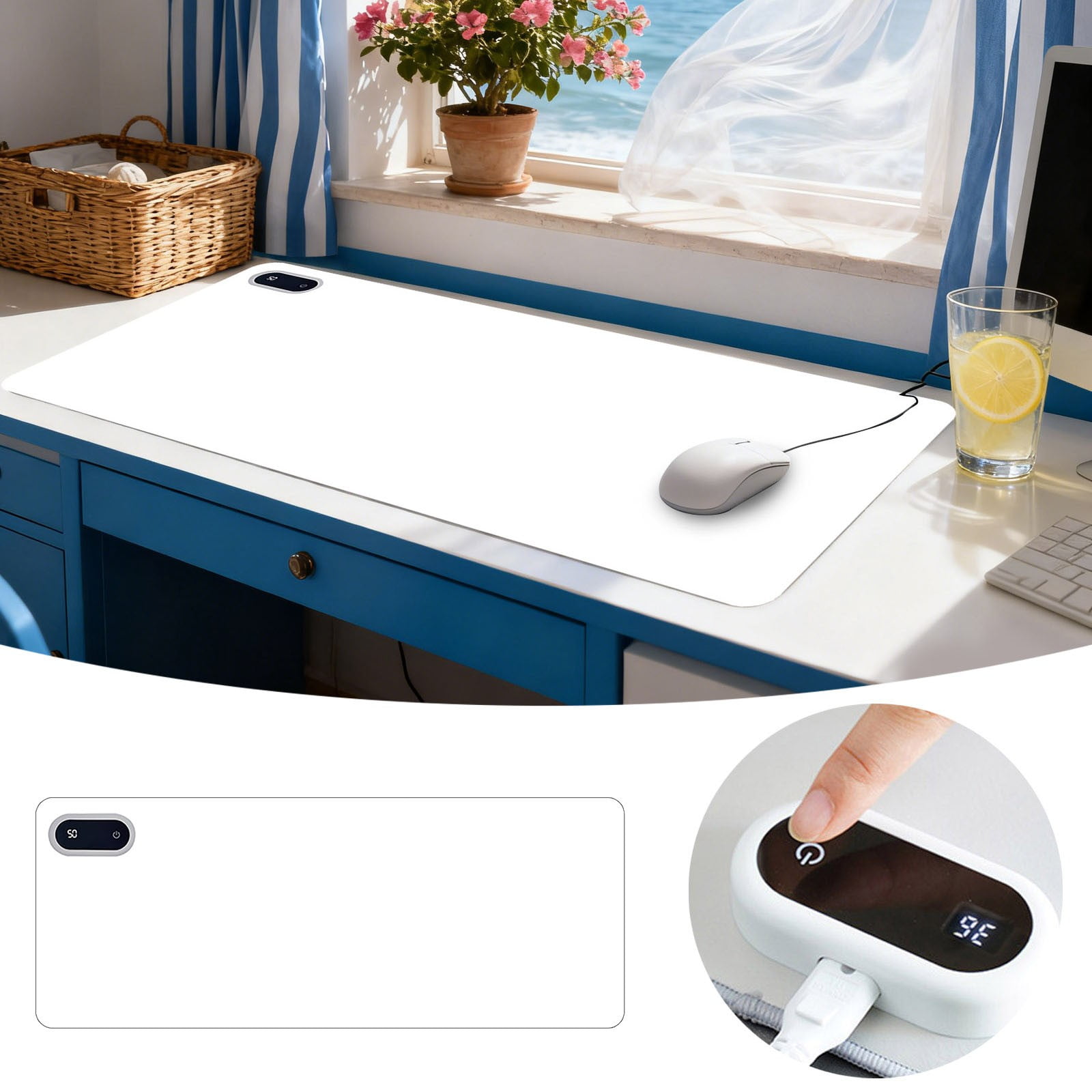 RBER Large Heated Pad With Fast Heating USB Cord Desk Mat For Home ...