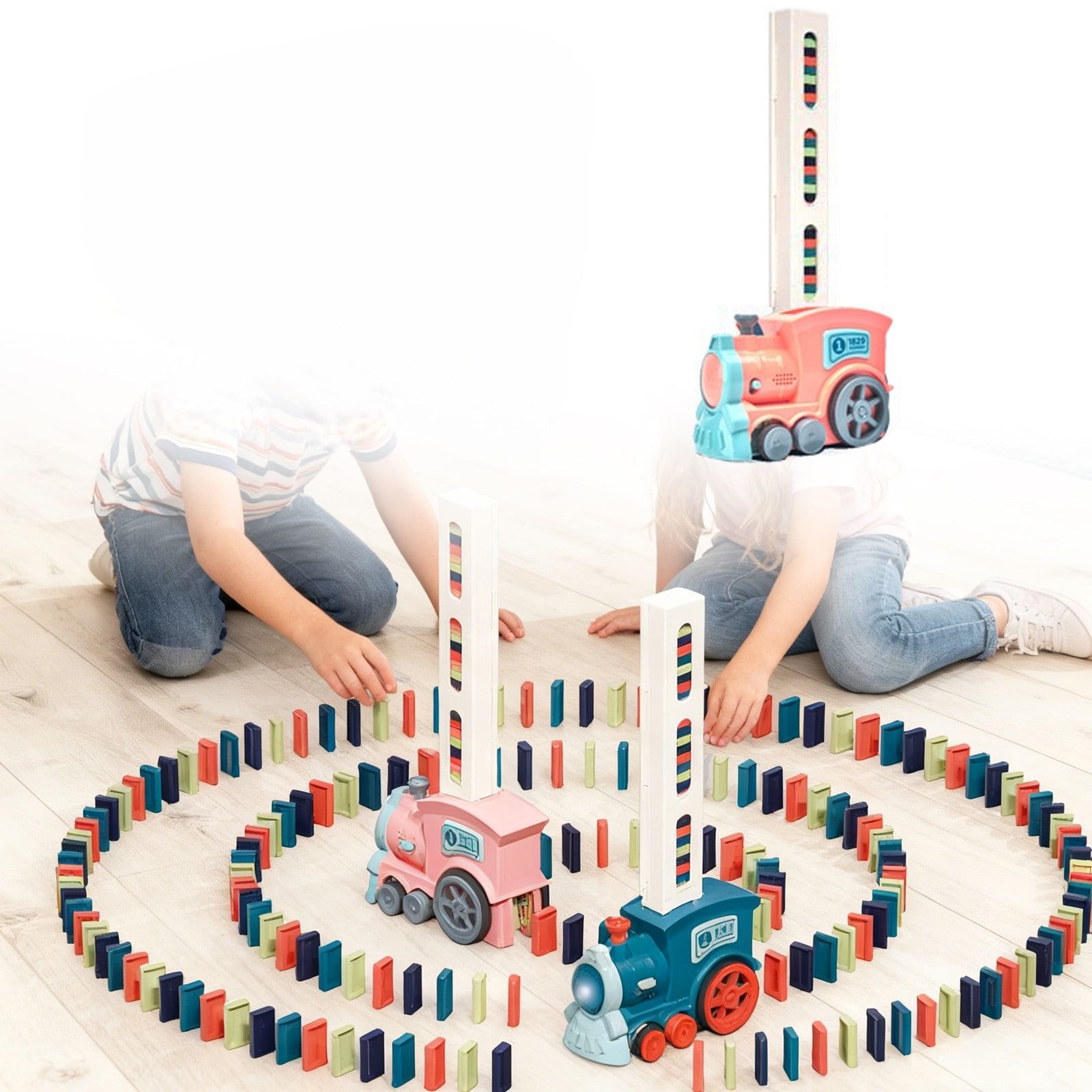 RBER Pull Train Set Automatic Train Toy Set Kids Train Set With Sound ...