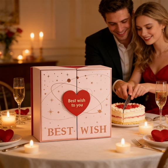 RBER Valentine's Day Decor Qixi Valentine's Day Gold Stamping Double ...