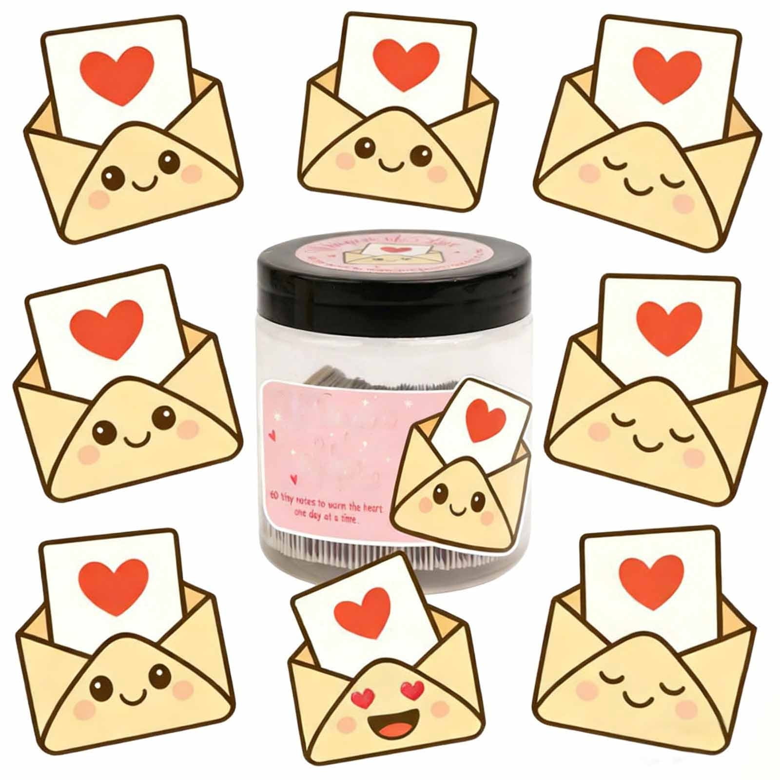 RBER Valentine's Day Decorations Notes Jar – Cute Envelope Notes With ...