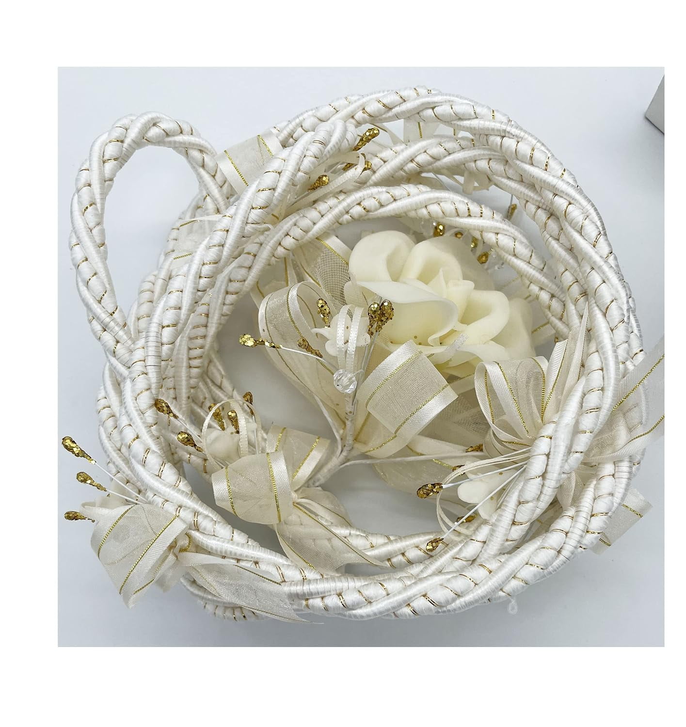 RBN Beautiful Ivory and Gold Intertwine Silver Embellishment Accent ...