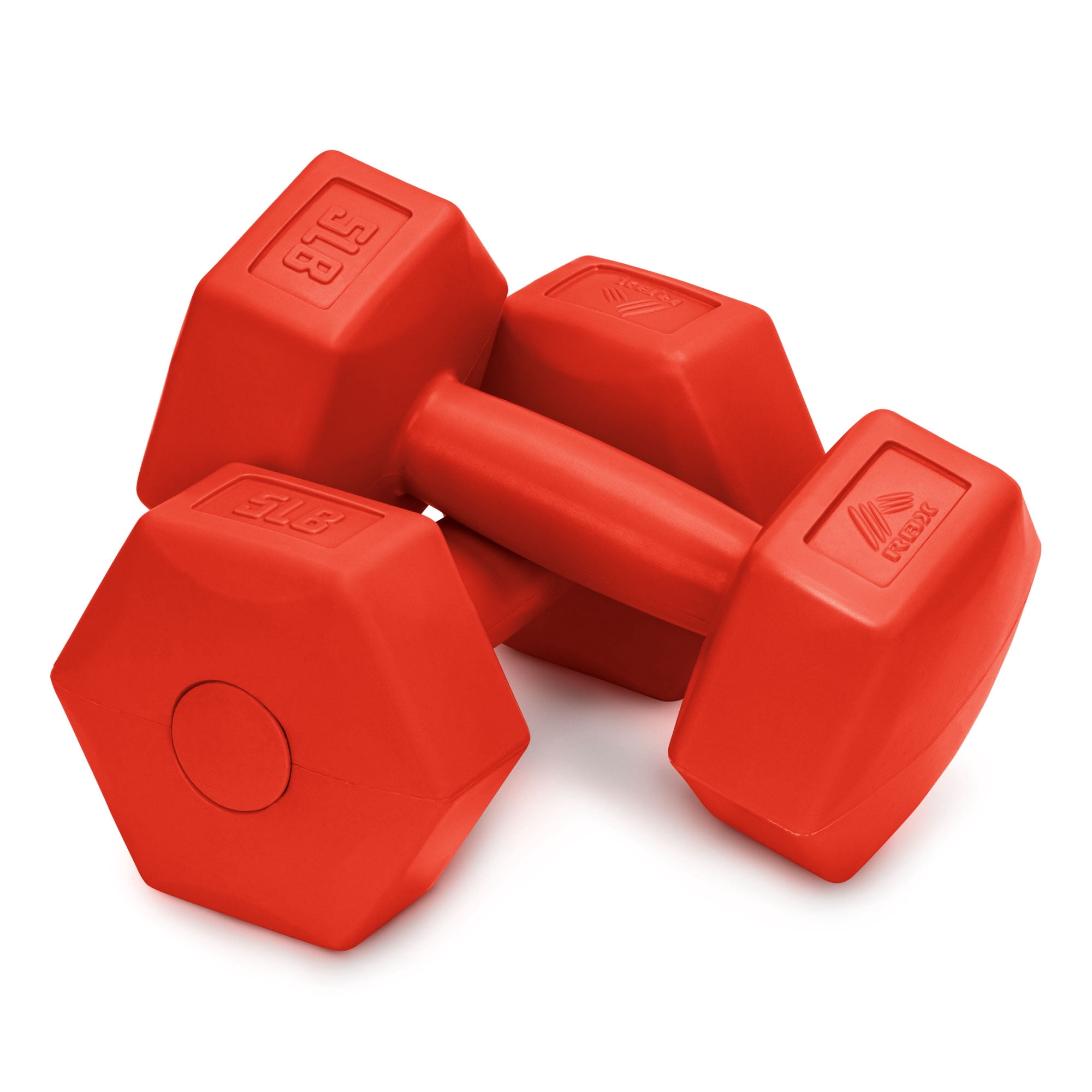 RBX 5LB Hexagonal Dumbbell Set, Roll-Proof Vinyl-Coated Weights, Easy ...