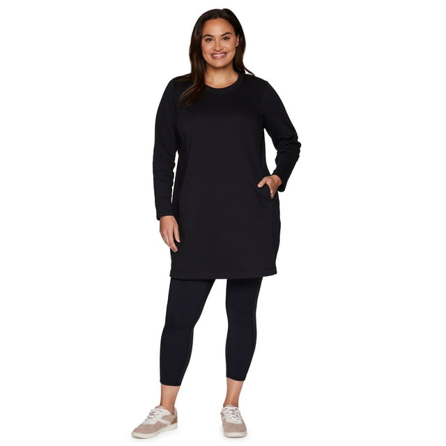 RBX Active Plus Size Women's Crewneck Fleece Sweatshirt Dress Tunic ...