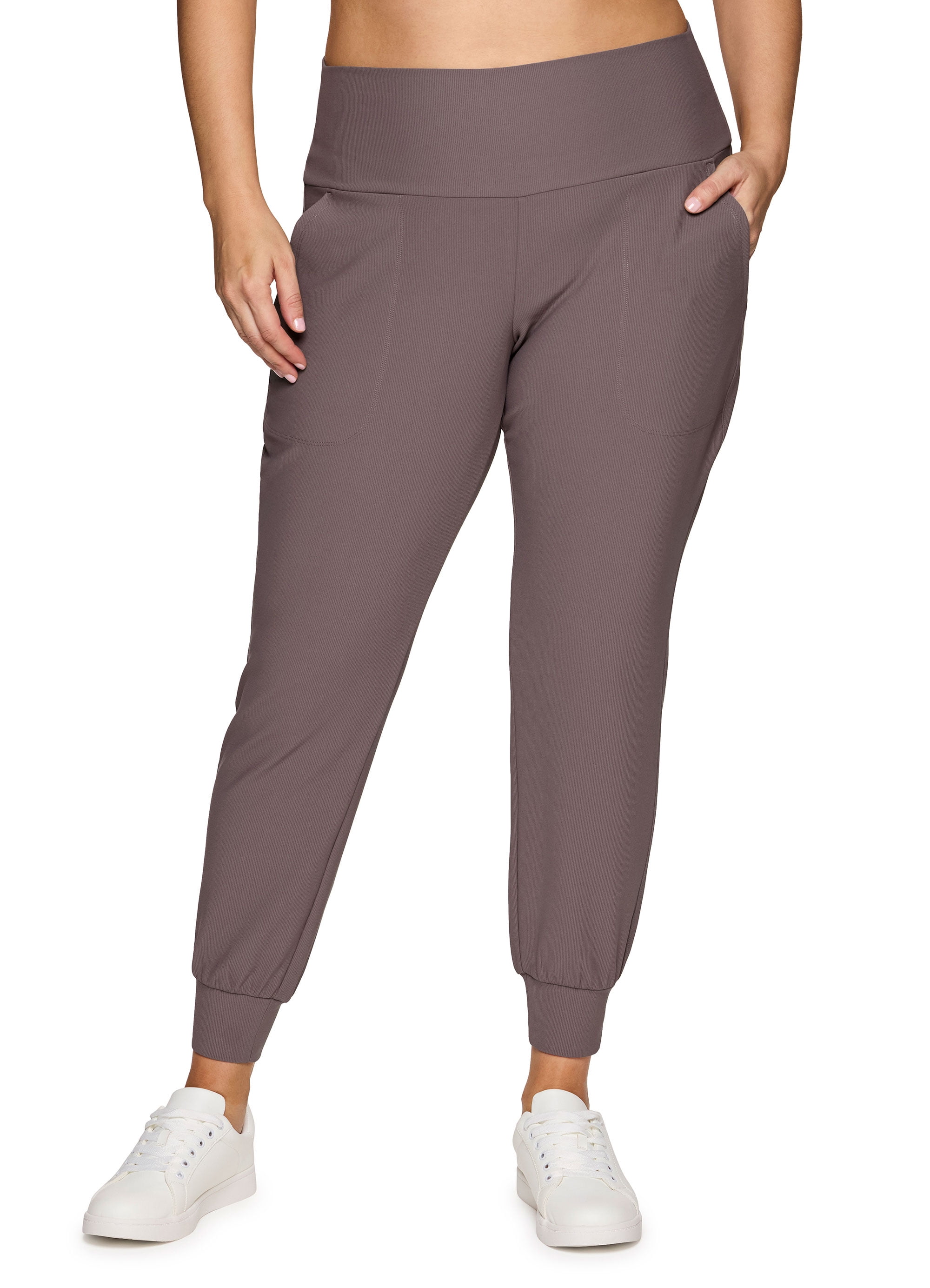 RBX Active Women's Ottoman Ribbed Lightweight Jogger Pants with Pockets ...