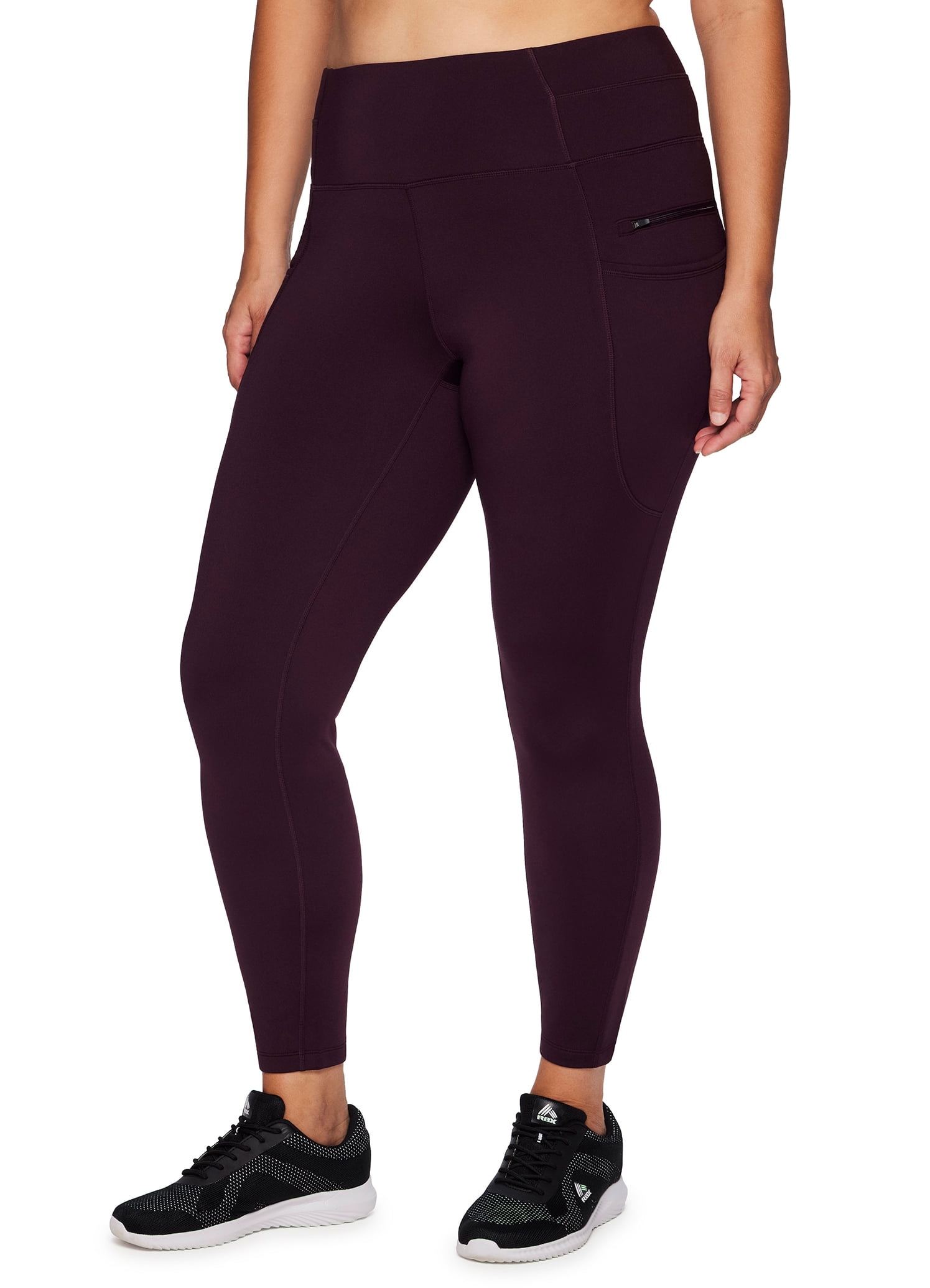 Rbx Active Womens Plus Size Full Length High Waist Fleece Lined Leggings With Pockets