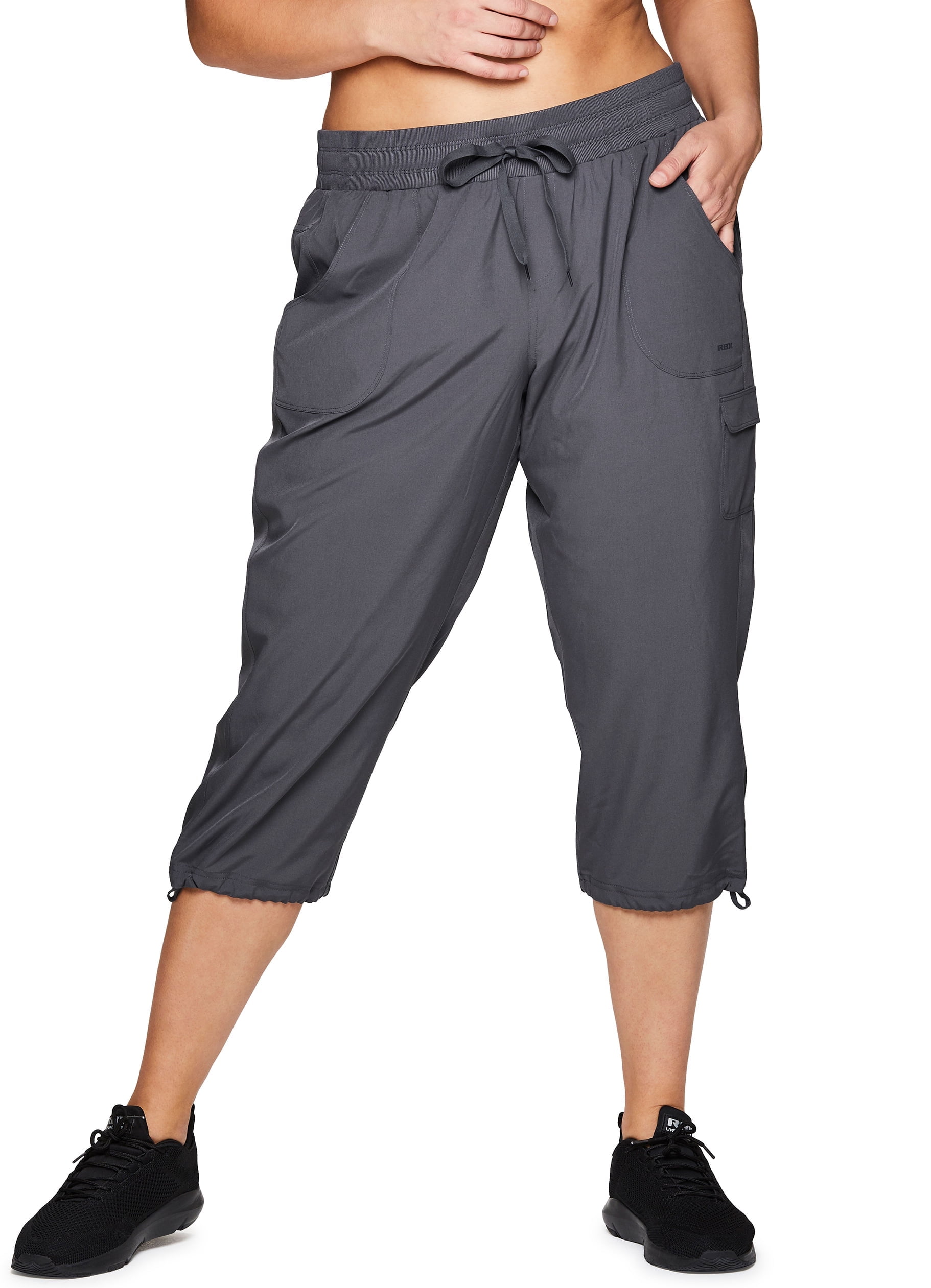 RBX Active Women's Plus Size Relaxed Lightweight Woven Cargo Capri Pant ...