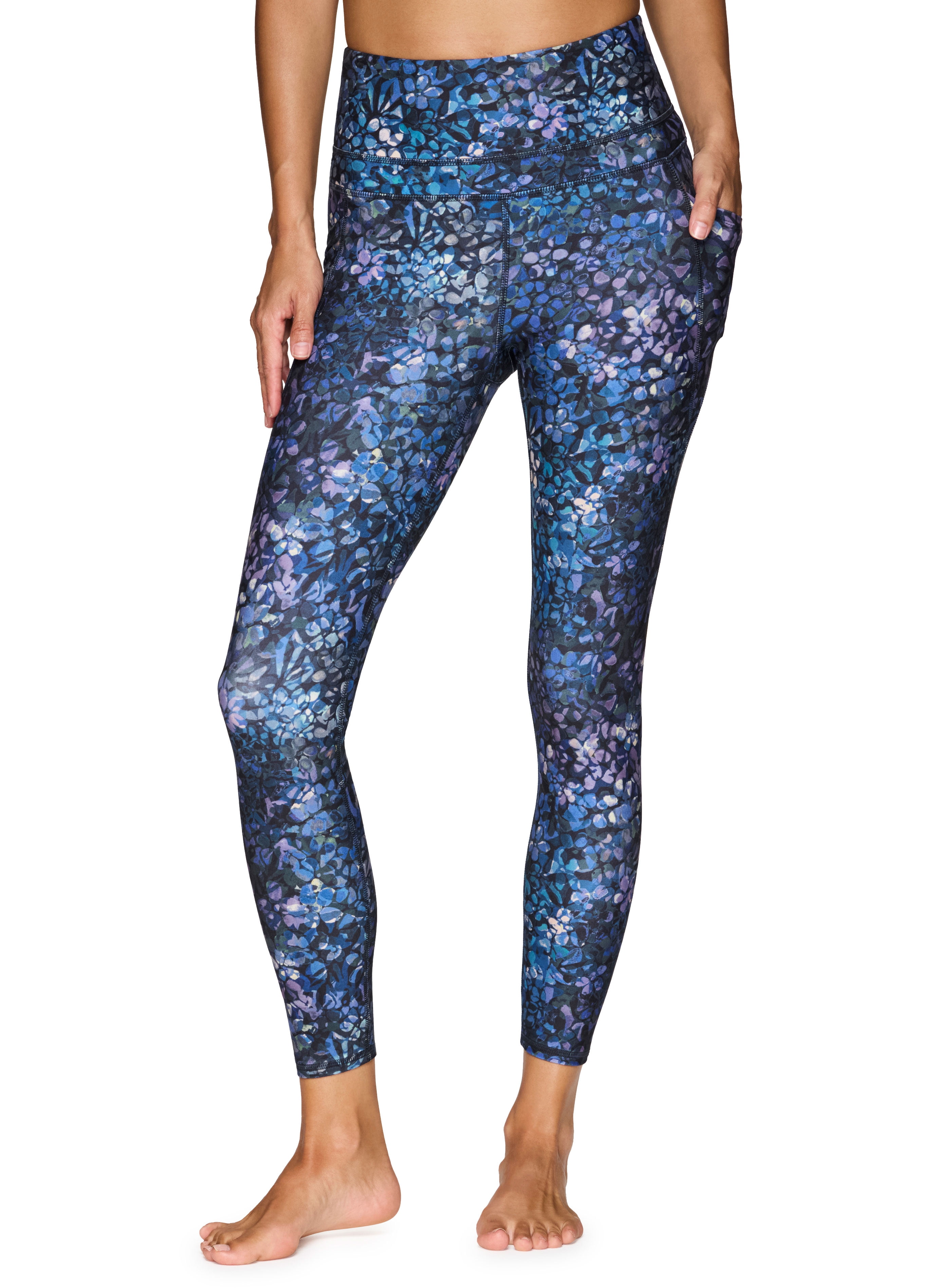 RBX Active Women's Squat Proof Blue Violet Petals Printed 7/8 Legging ...