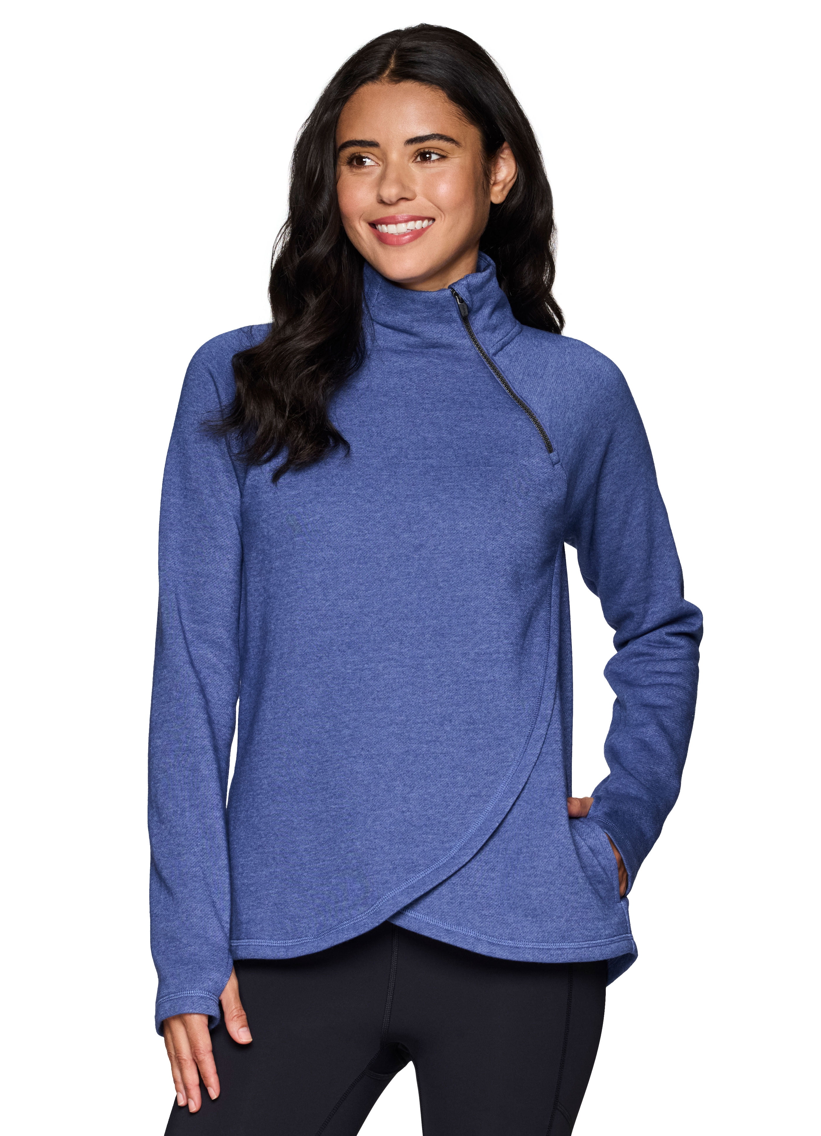 RBX Active Women's Zip Mock Neck Wrap Fleece Pullover Sweatshirt With ...