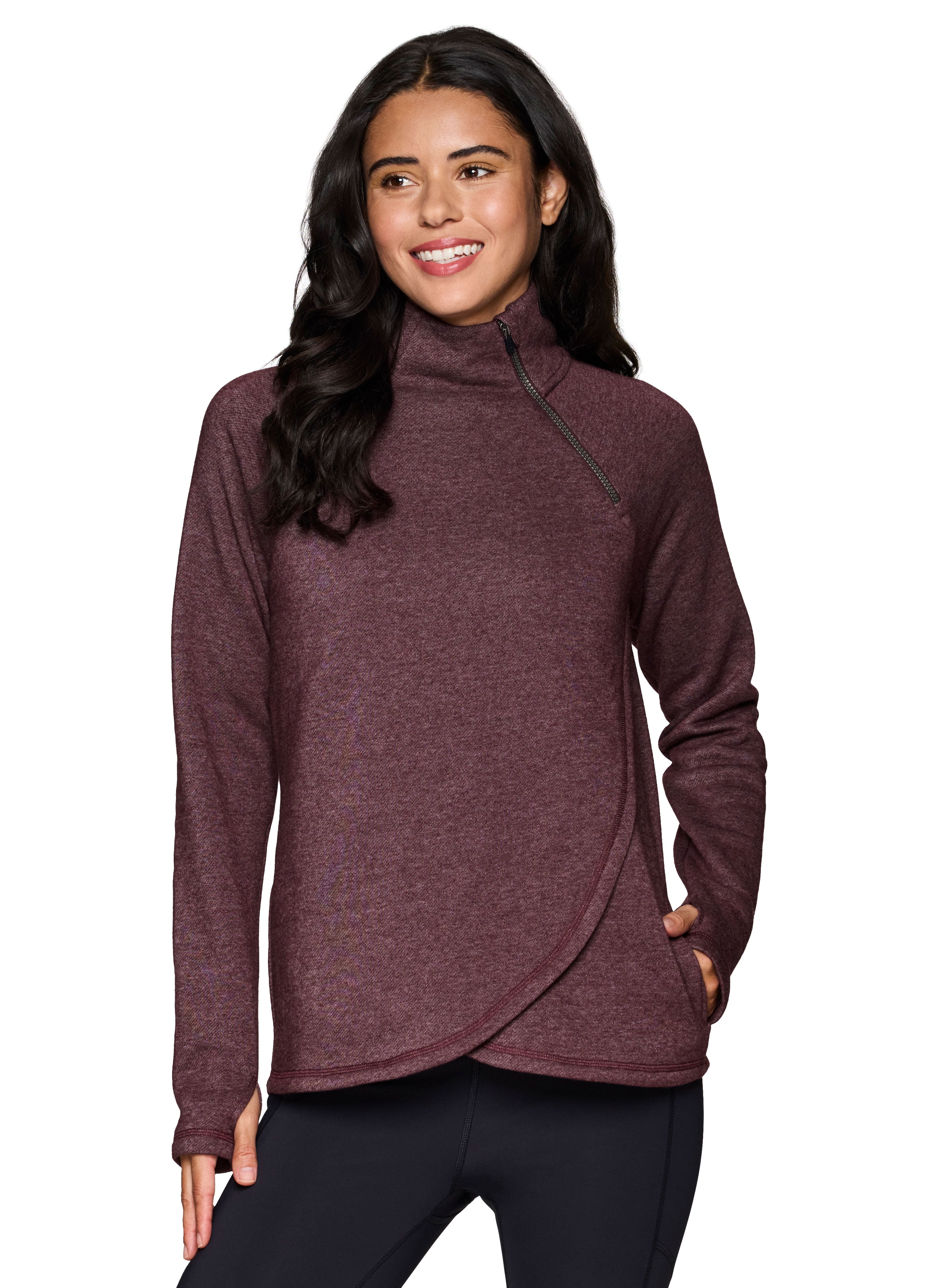 RBX Active Women's Zip Mock Neck Wrap Fleece Pullover Sweatshirt With ...