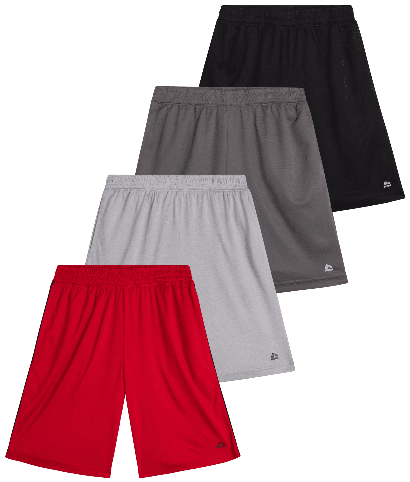 RBX Boys’ Active Shorts – 4 Pack Athletic Performance Basketball Shorts ...
