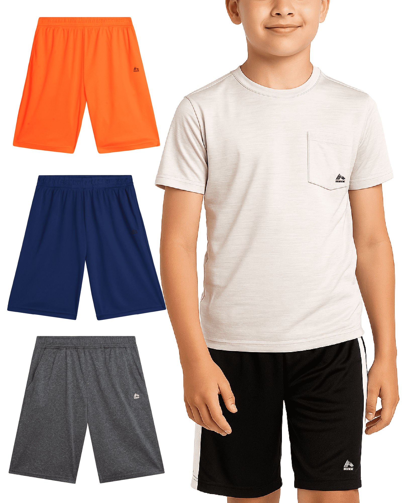 RBX Boys’ Active Shorts – 4 Pack Athletic Performance Basketball Shorts ...