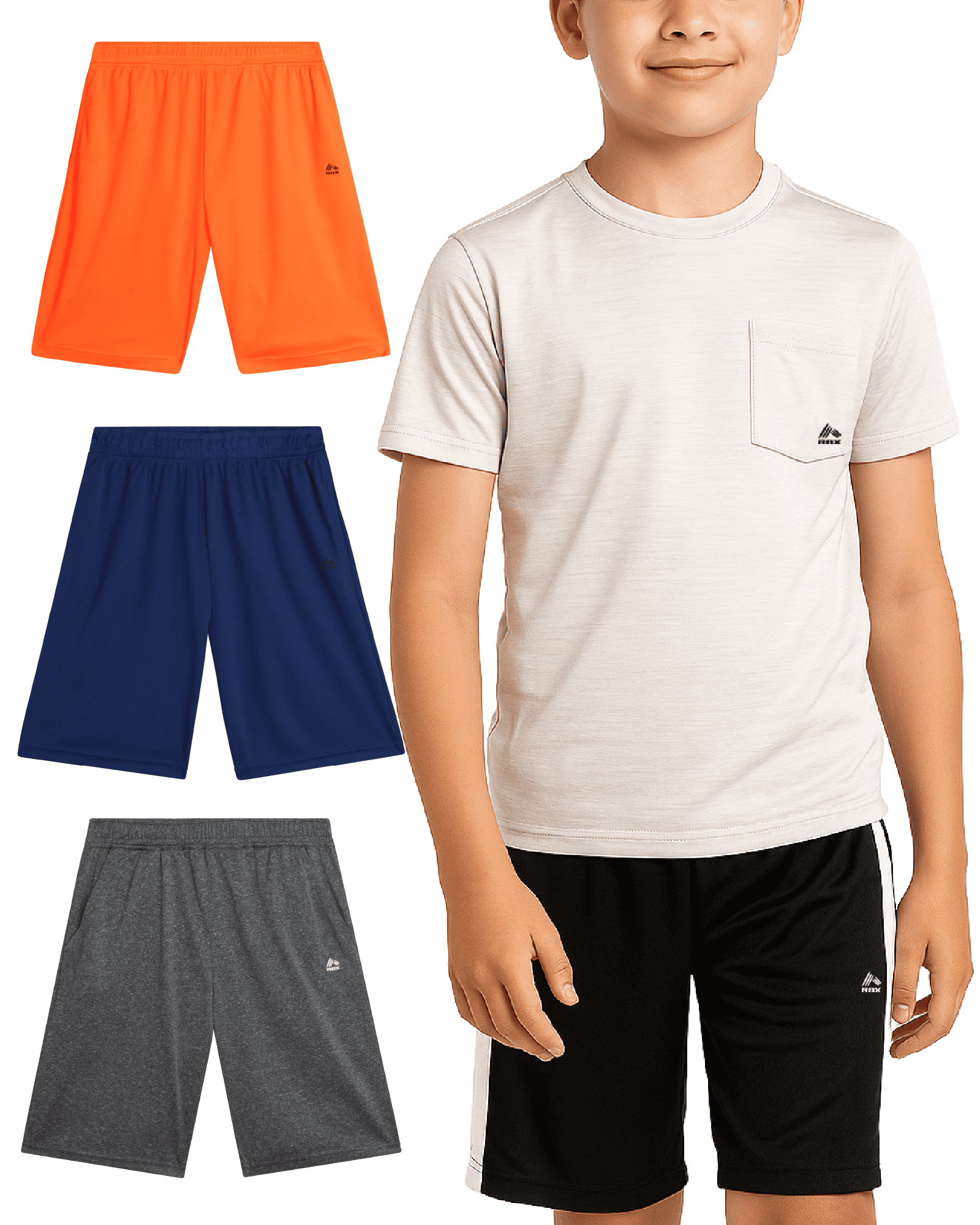 RBX Boys’ Active Shorts – 4 Pack Athletic Performance Basketball Shorts ...