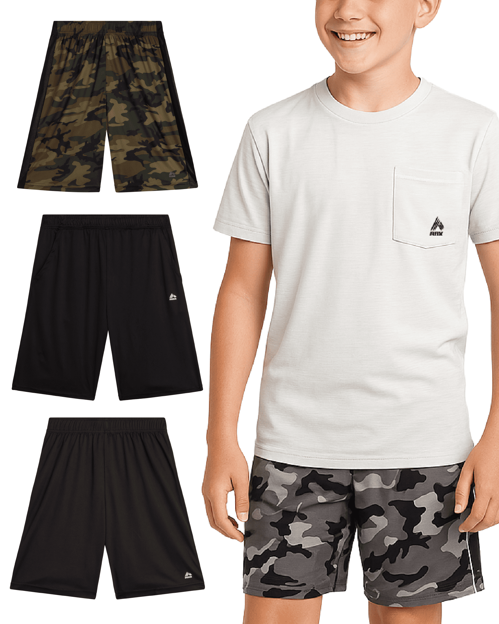 RBX Boys’ Active Shorts – 4 Pack Athletic Performance Basketball Shorts ...