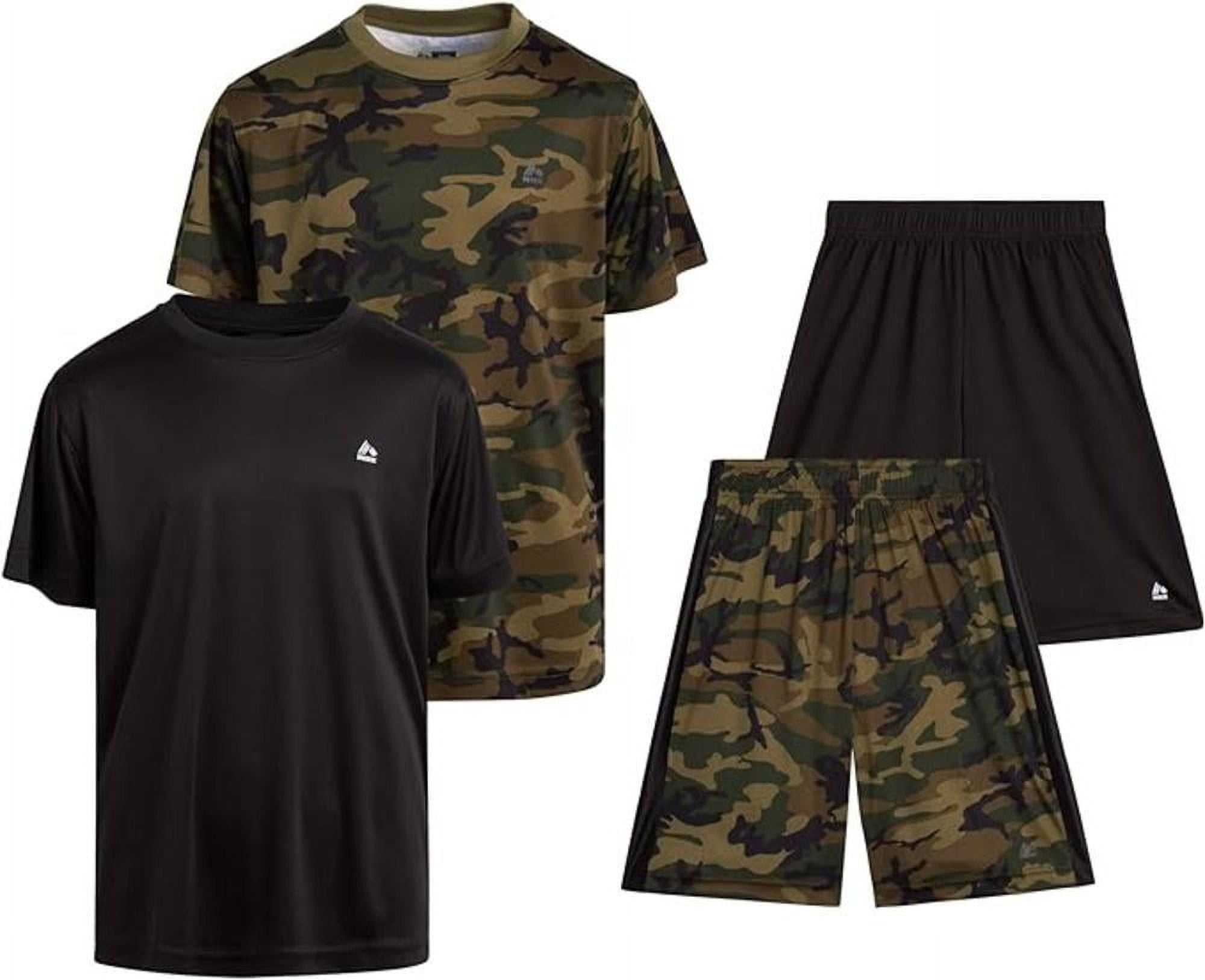 RBX Boys' Active Shorts Set - 4 Piece Dry FIt T-Shirt and Performance ...