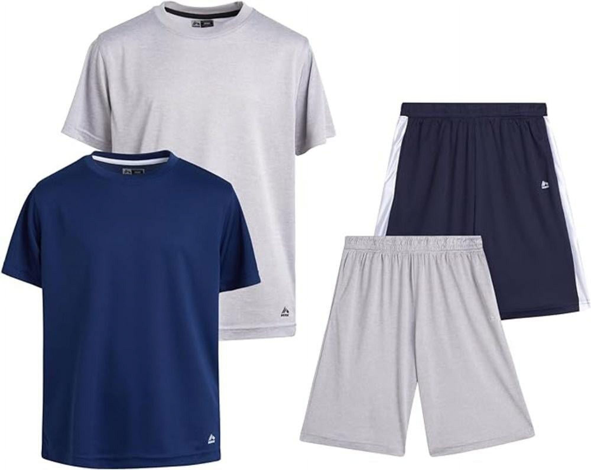RBX Boys' Active Shorts Set - 4 Piece Dry FIt T-Shirt and Performance ...