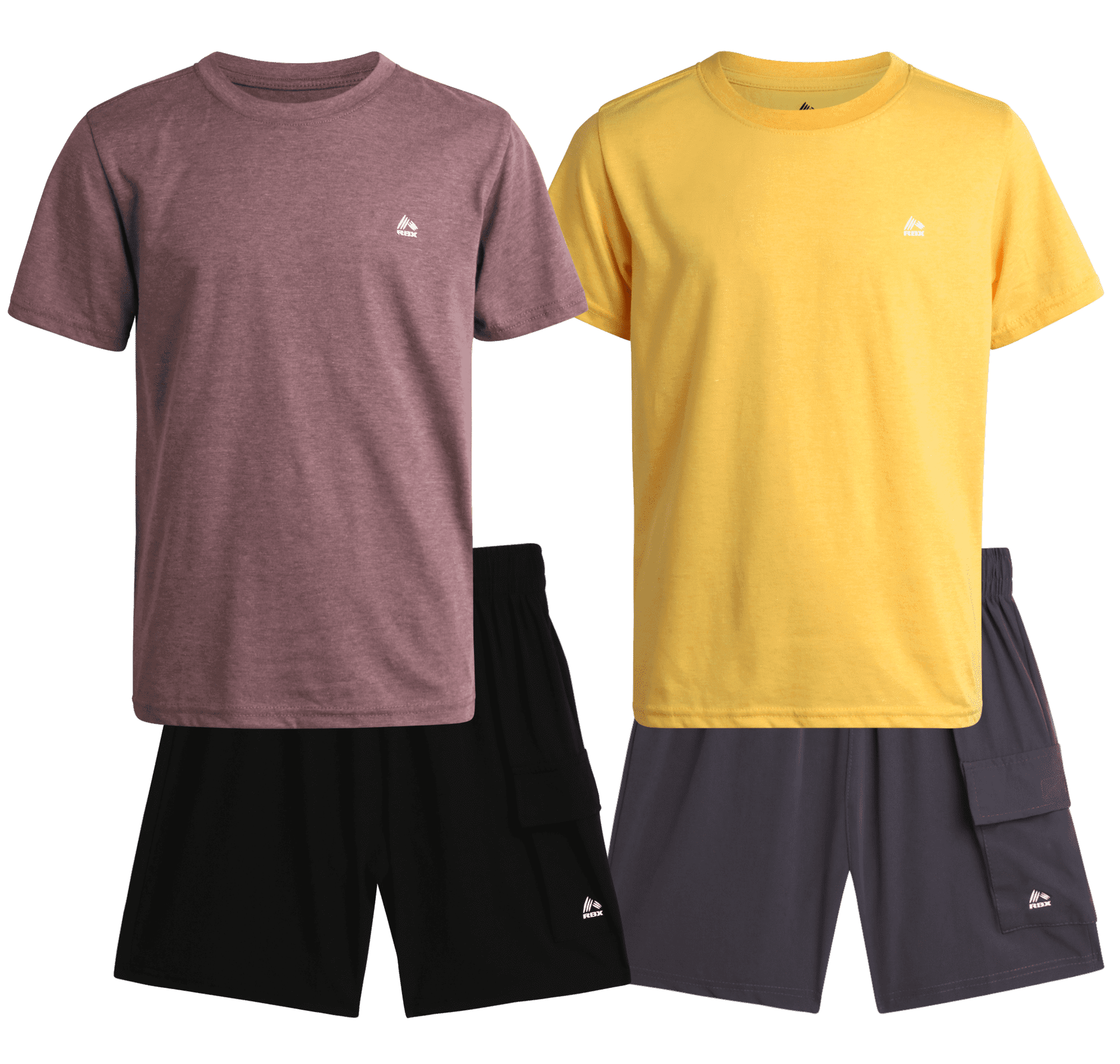 RBX Boys Short Set - 4 Piece Short Sleeve Active Shirt and Tech Hybrid ...