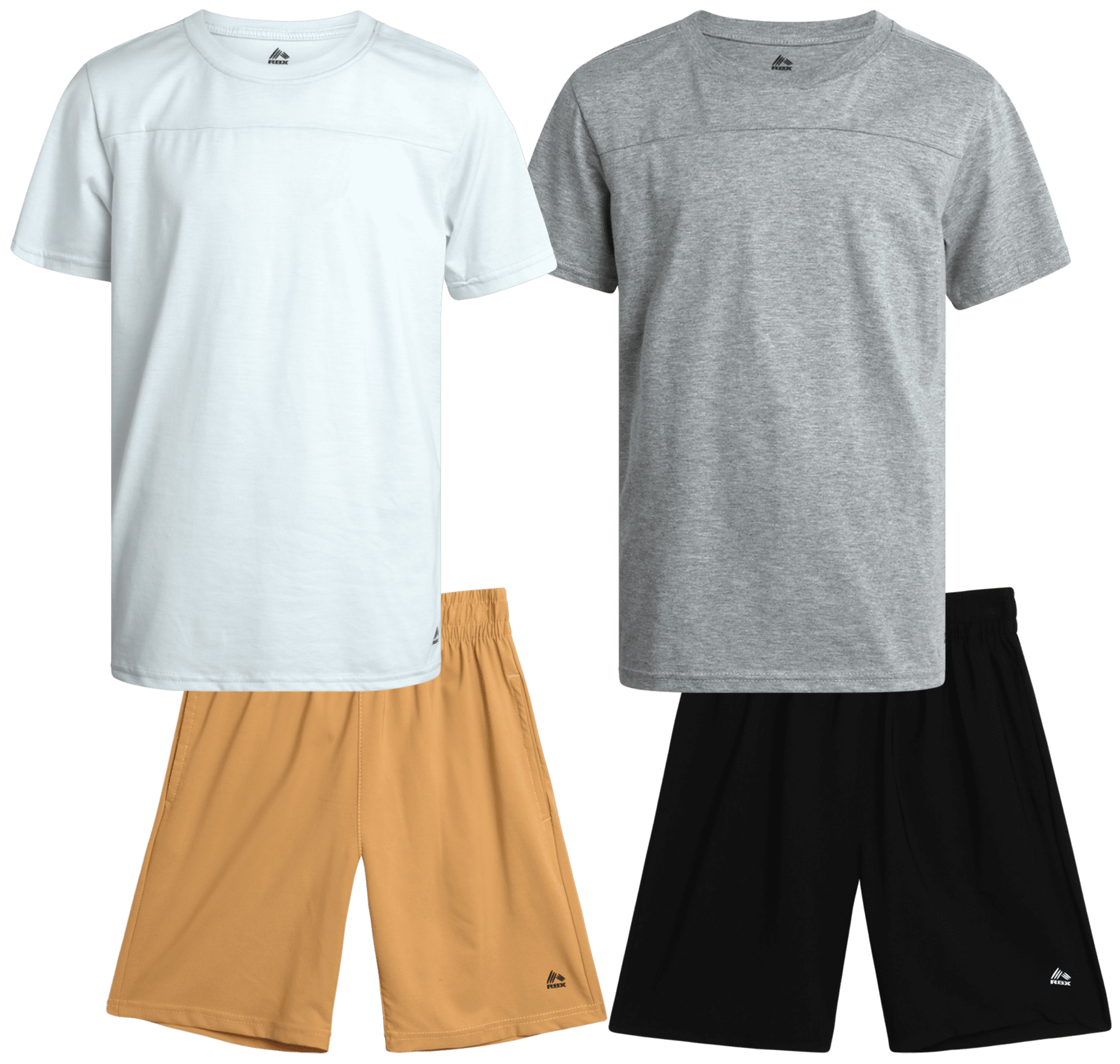 RBX Boys' Active Shorts Set - 4 Piece Short Sleeve T-Shirt and Tech ...