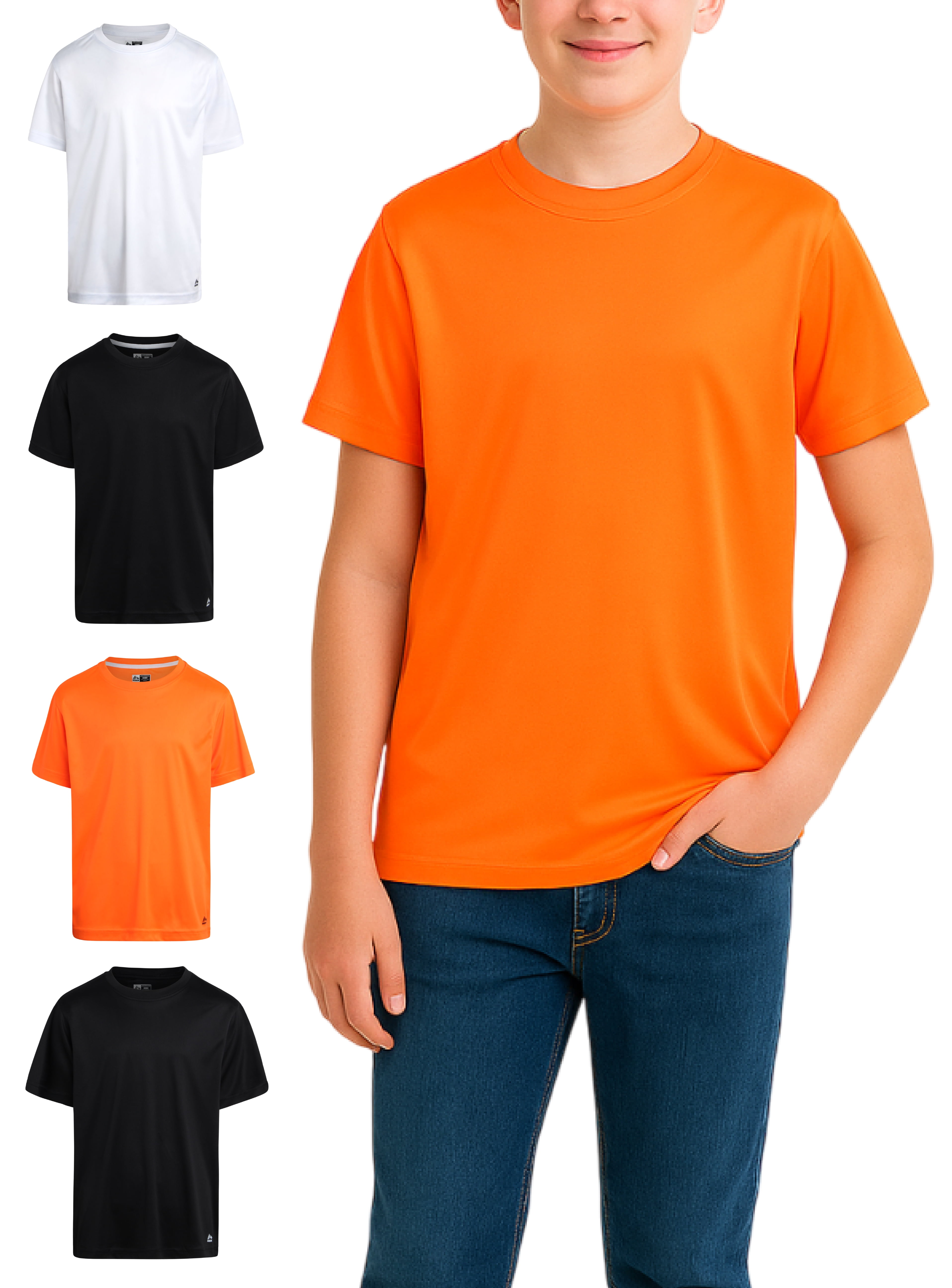 RBX Boys Active T-Shirts, 4 Pack Athletic Short Sleeve Sports Tees ...