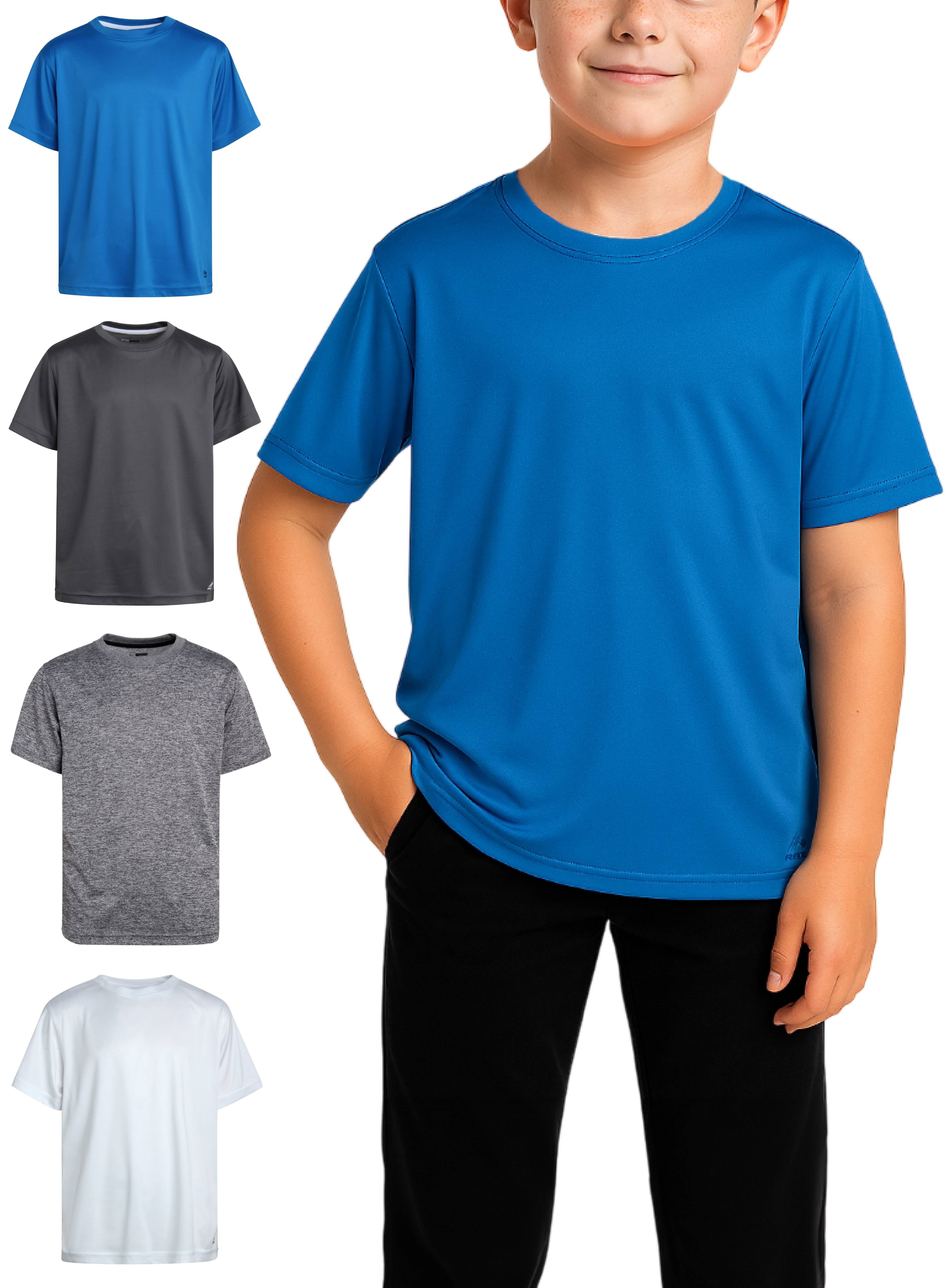 RBX Boys Active T-Shirts - 4 Pack Athletic Performance Boys Short ...