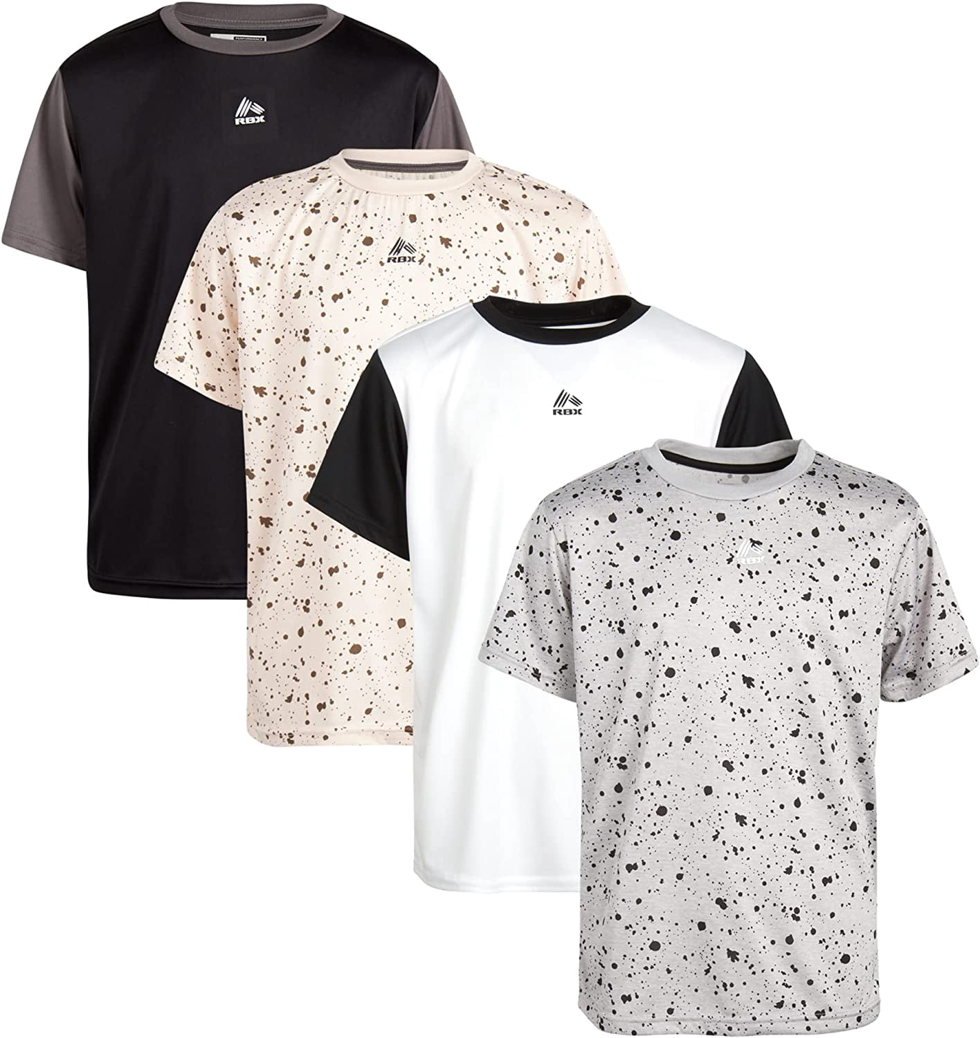 RBX Boys Active T-Shirts – 4 Pack Athletic Performance Short Sleeve ...