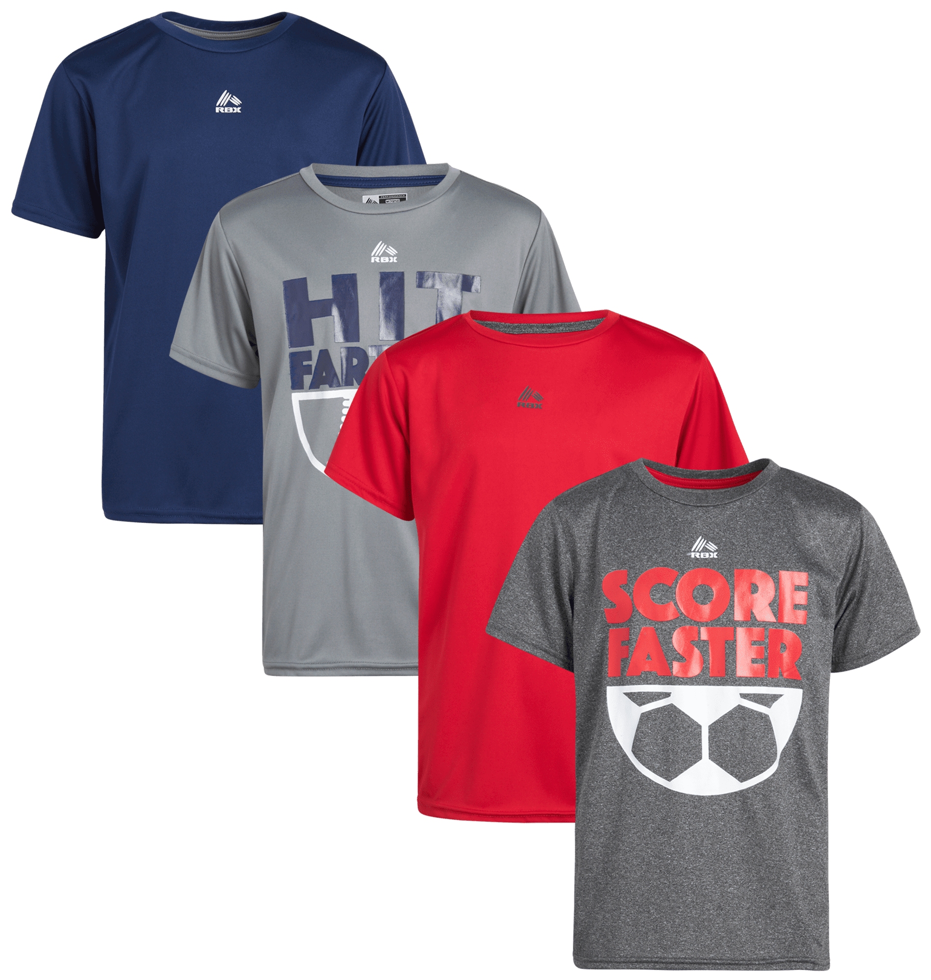 RBX Boys’ Active T-Shirts – 4 Pack Athletic Performance Short Sleeve ...